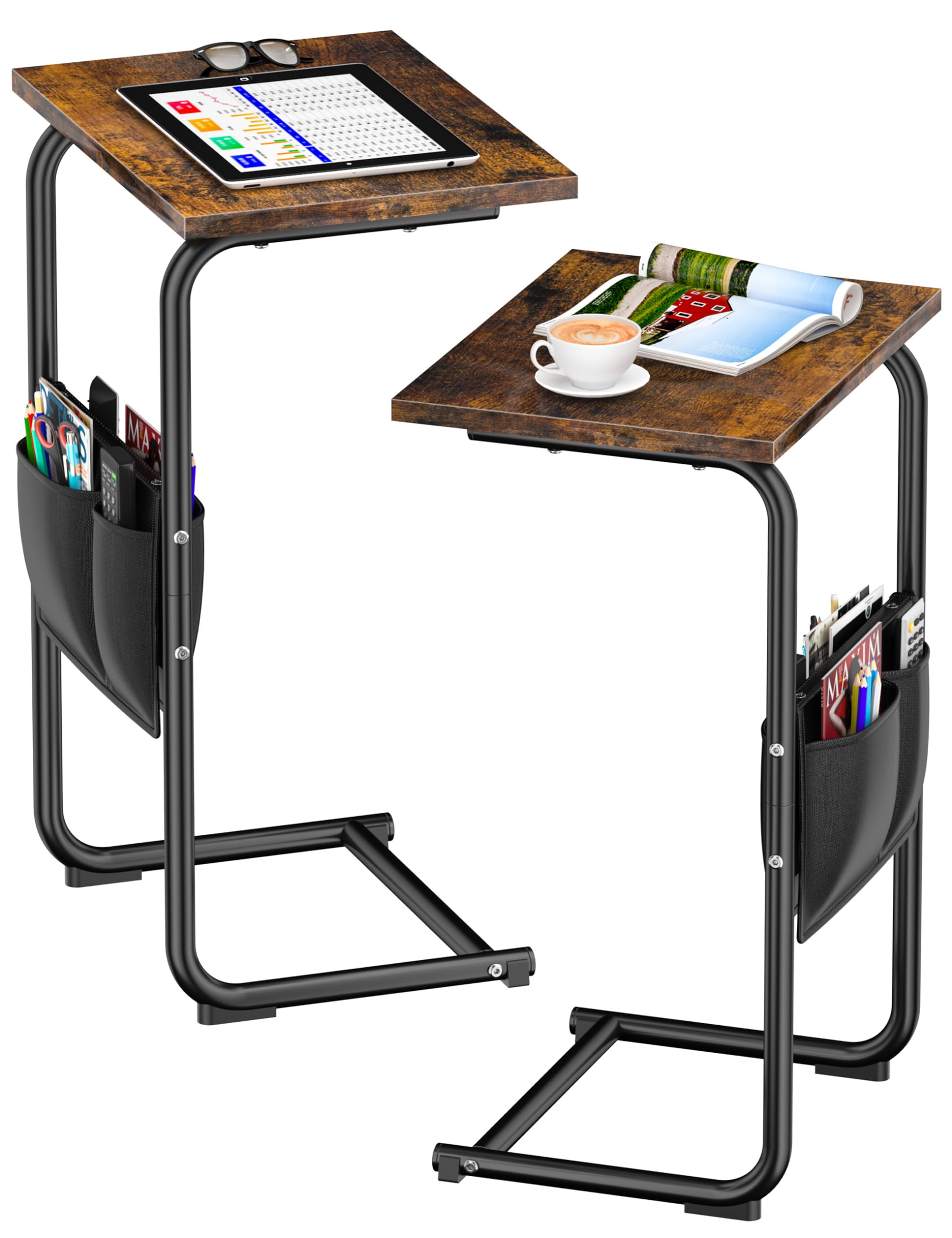 YASONIC C Shaped Side Table Set of 2-26.5 inch High C Table End Table ...