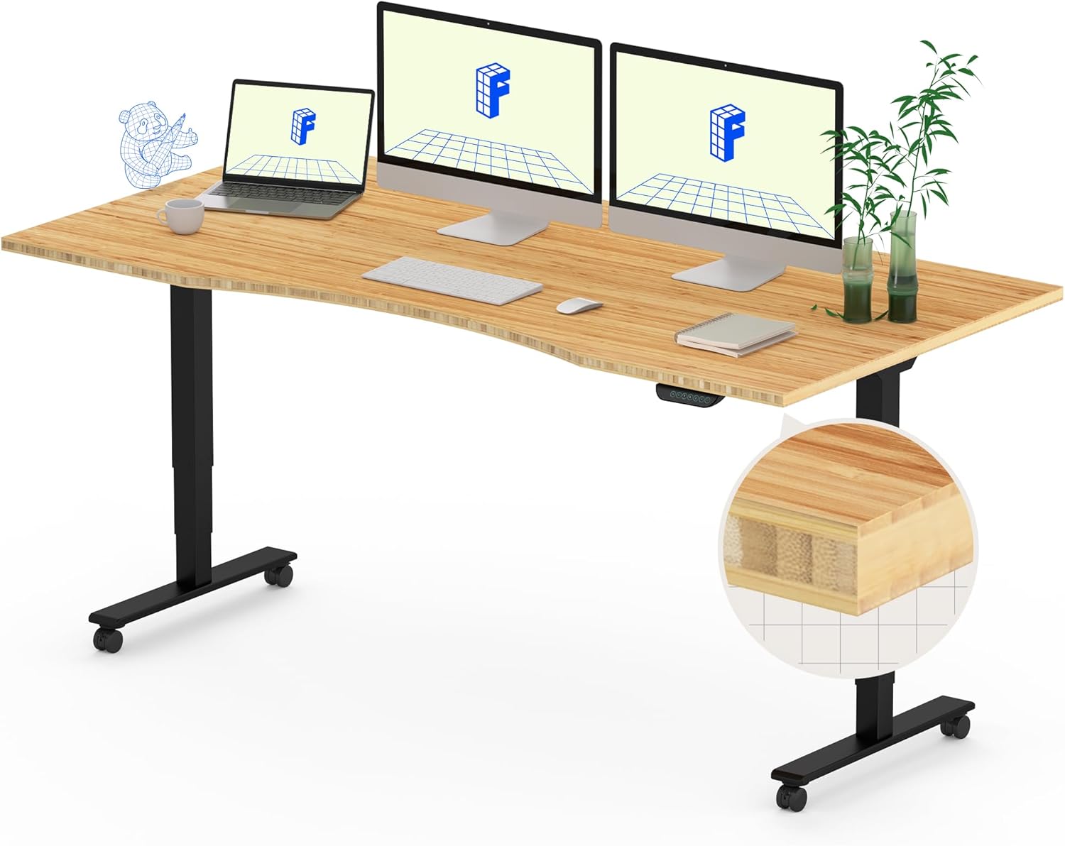 Amazon.com: FLEXISPOT E6 MAX Bamboo Dual Motor 3 Stages Standing Desk ...