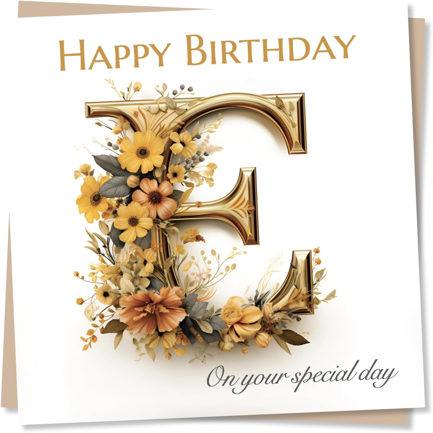 Happy Birthday Alphabet Letter Card - For E names Emma Elizabeth Emily ...