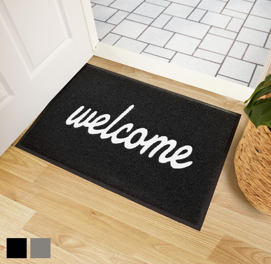 Gorilla Grip 100% Water Resistant All Weather Hello Door Mat, Dirt ...