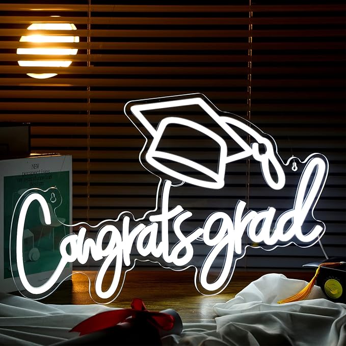 Threan Congrats Grad Neon Sign 20.8 x 12.9 Inch LED Congrats Light up ...