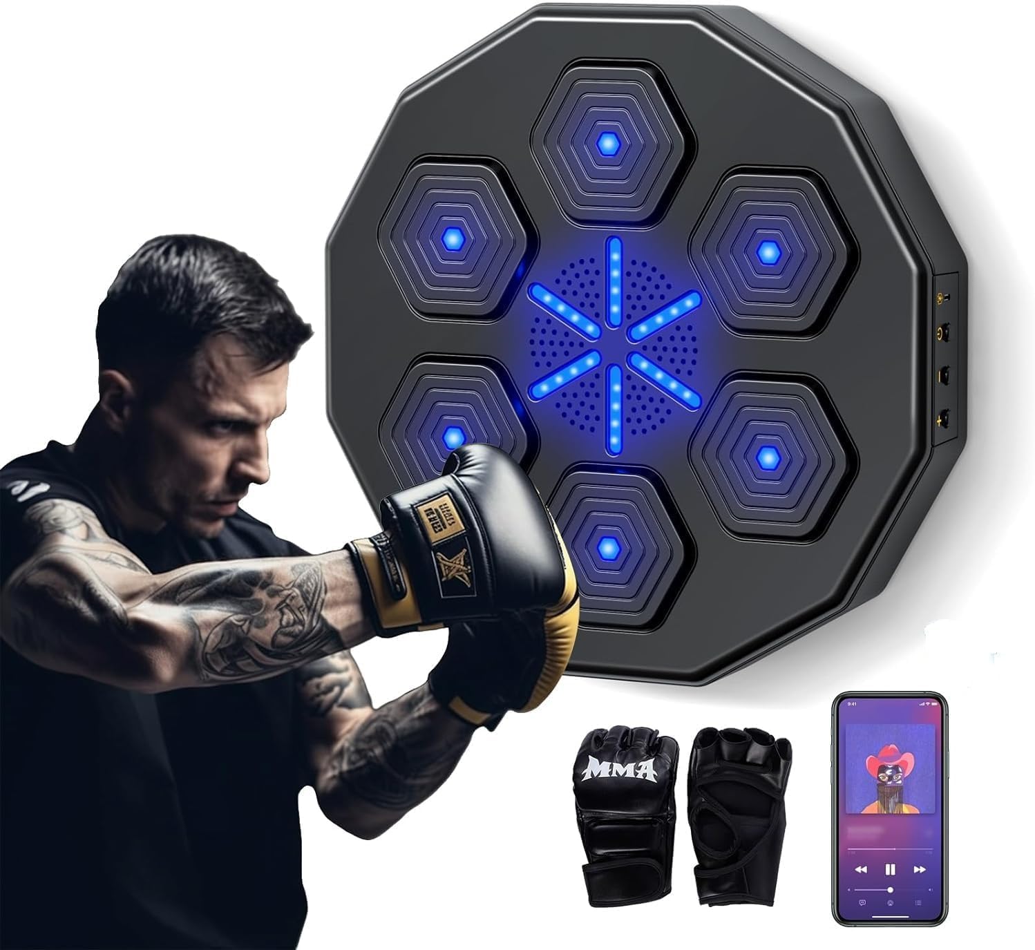 AUOK Máquina de Boxeo con Música Bluetooth Inteligente, Juego de Boxeo ...