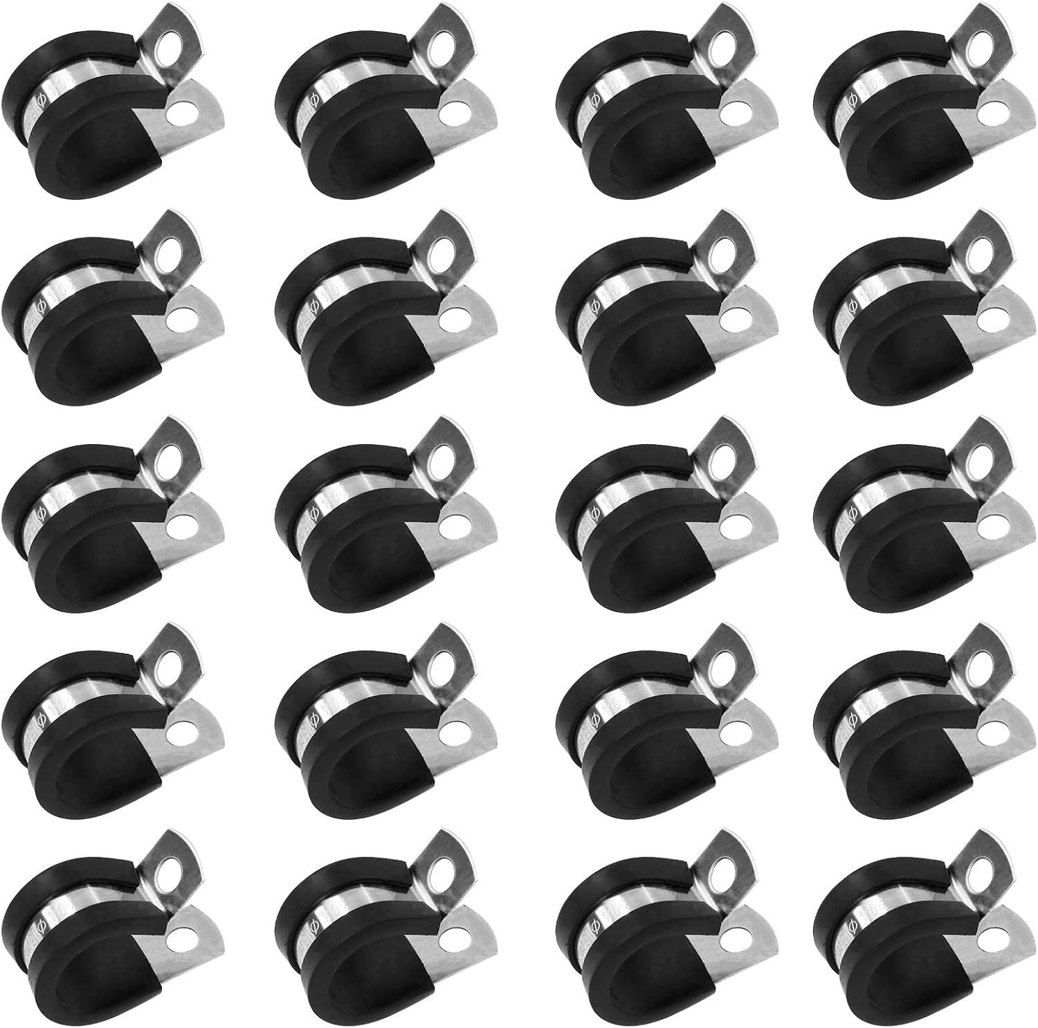Bonsicoky 20Pcs 5/8 Inch Stainless Steel Cable Clamps, Rubber Cushioned ...