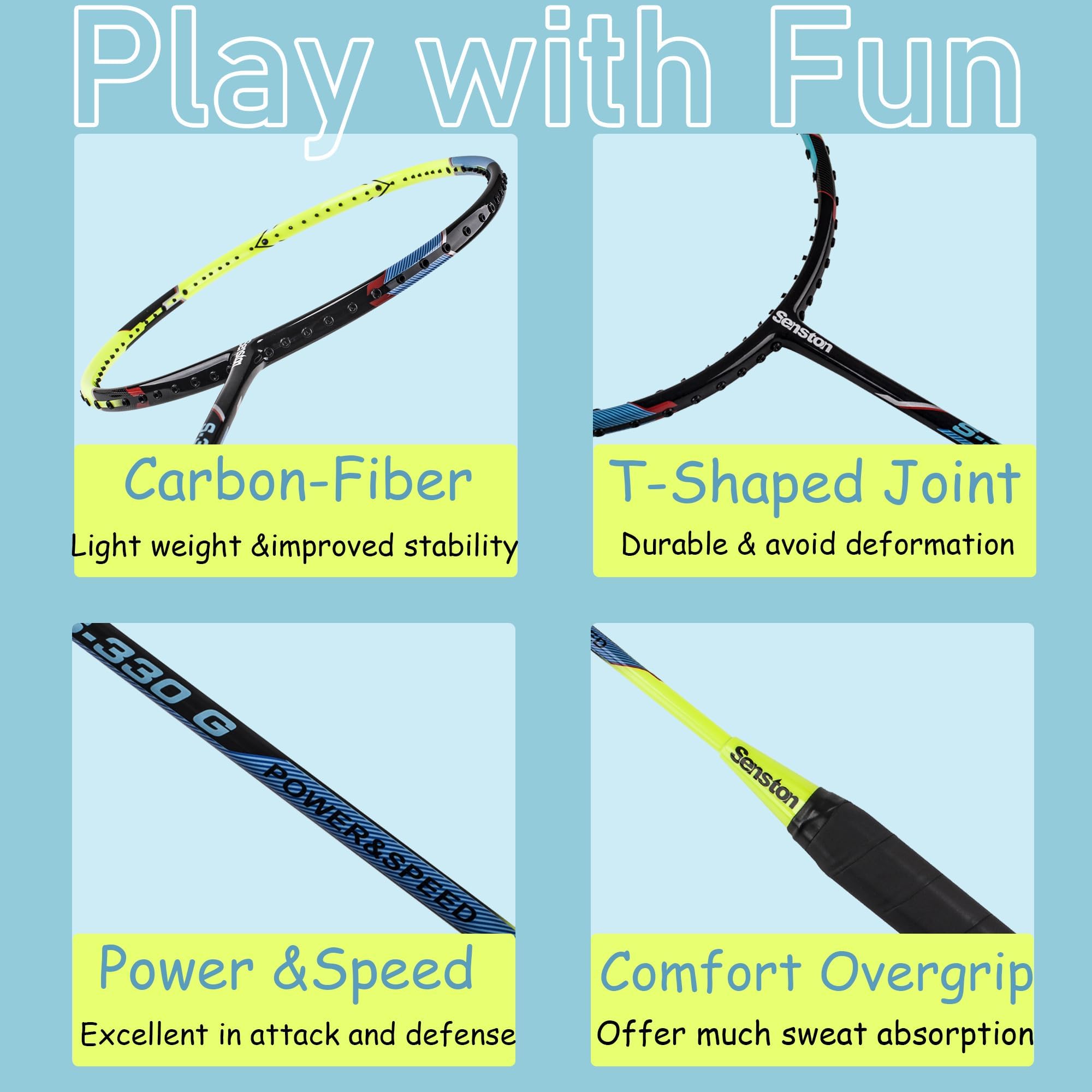 2 Player Badminton Set Best Badminton Rackets - Professional Carbon ...
