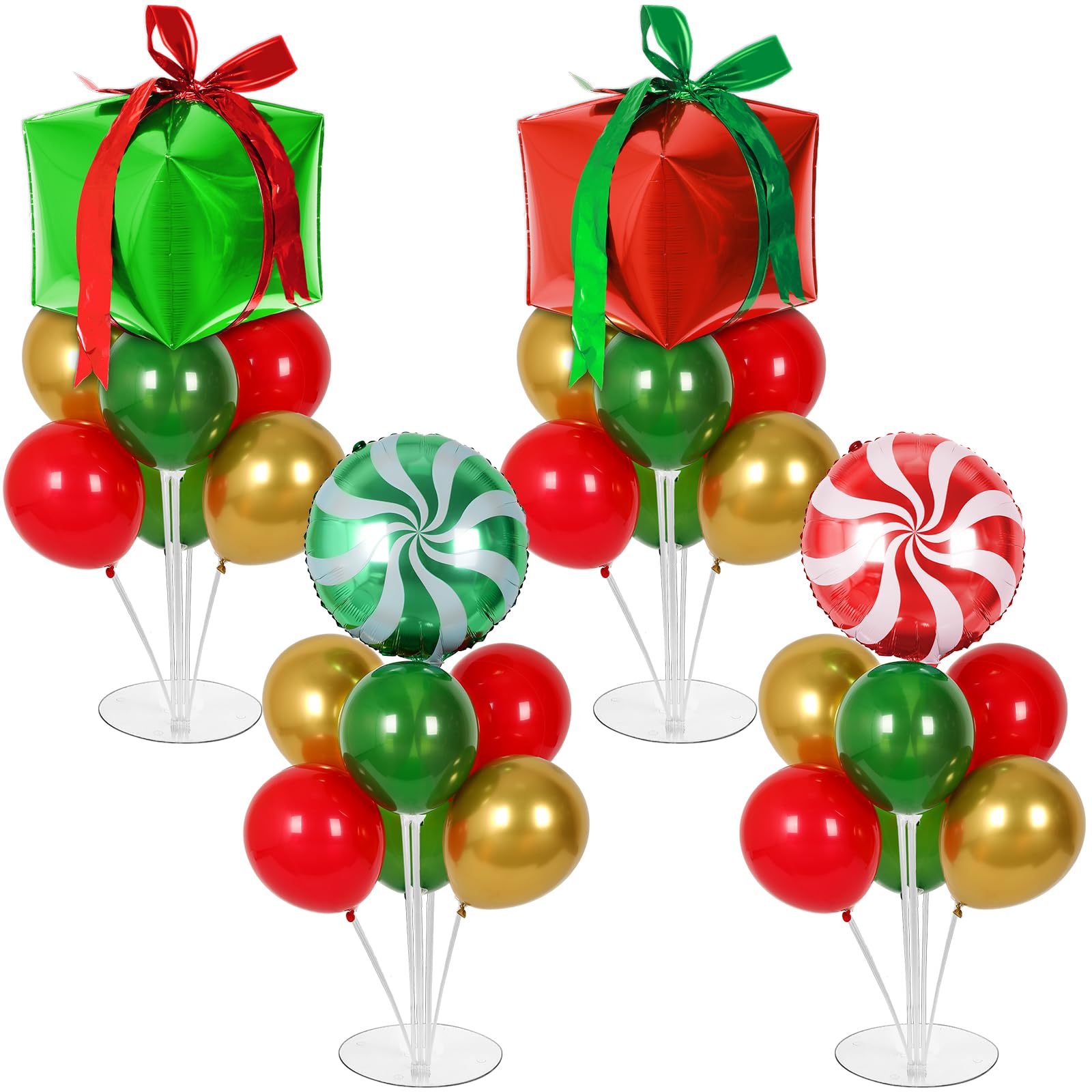 Amazon.com: 4 Sets Christmas Party Balloons Stand Kit with Gift Box ...