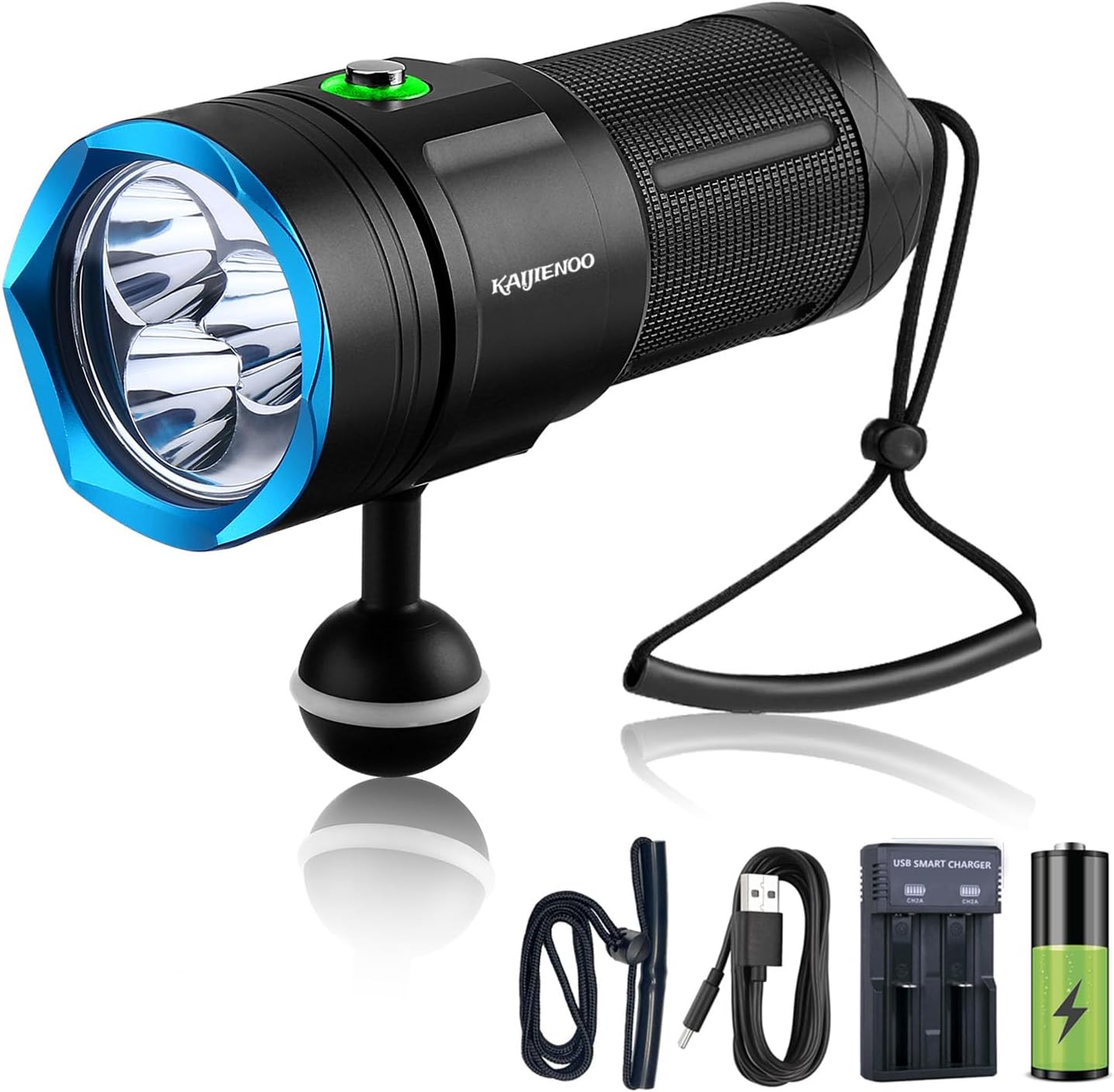 Amazon.com : KAIJIENOO DVF06 Professional Scuba Diving Flashlight,6000 ...