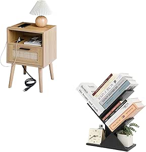 Amazon.com: Labcosi Mid Century Modern End Table, 2 Tier Tree Bookshelf ...