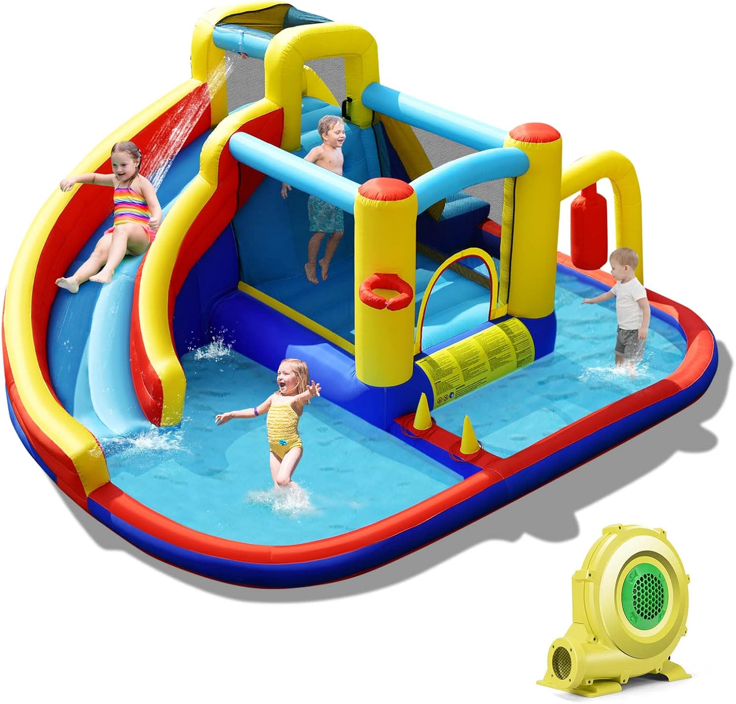 Amazon.com: BOUNTECH Inflatable Water Slide, 7 in 1 Outdoor Kids Giant ...