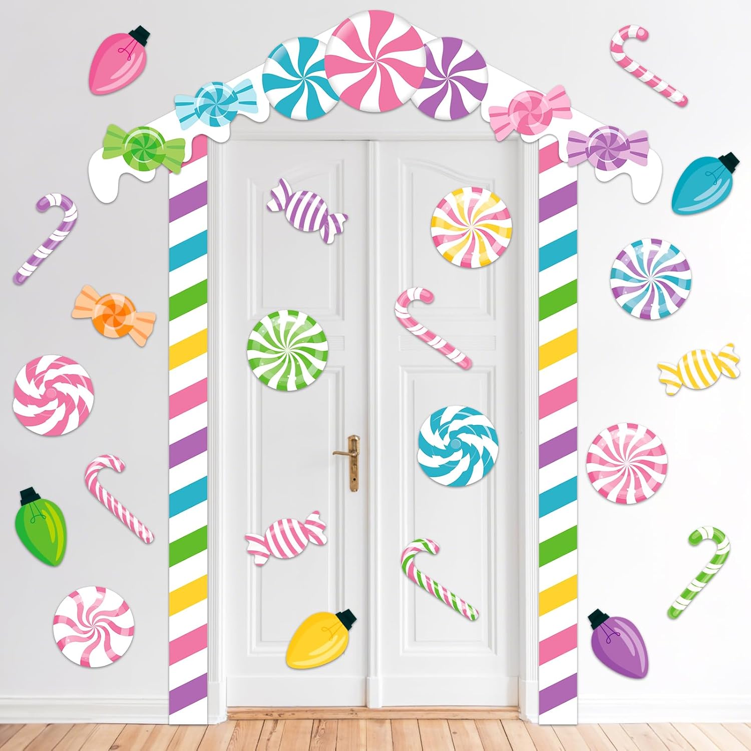 Amazon.com: 24PCS Christmas Pastel Candy House Door Cover Large ...