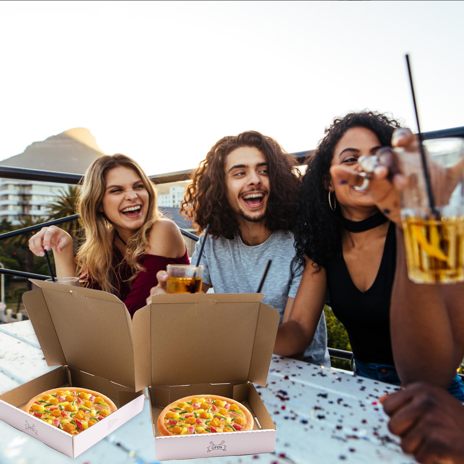 Snapklik.com : 12 PCS Pizza Boxes, 10 X 10 X 1.6 Inch Kraft Corrugated ...