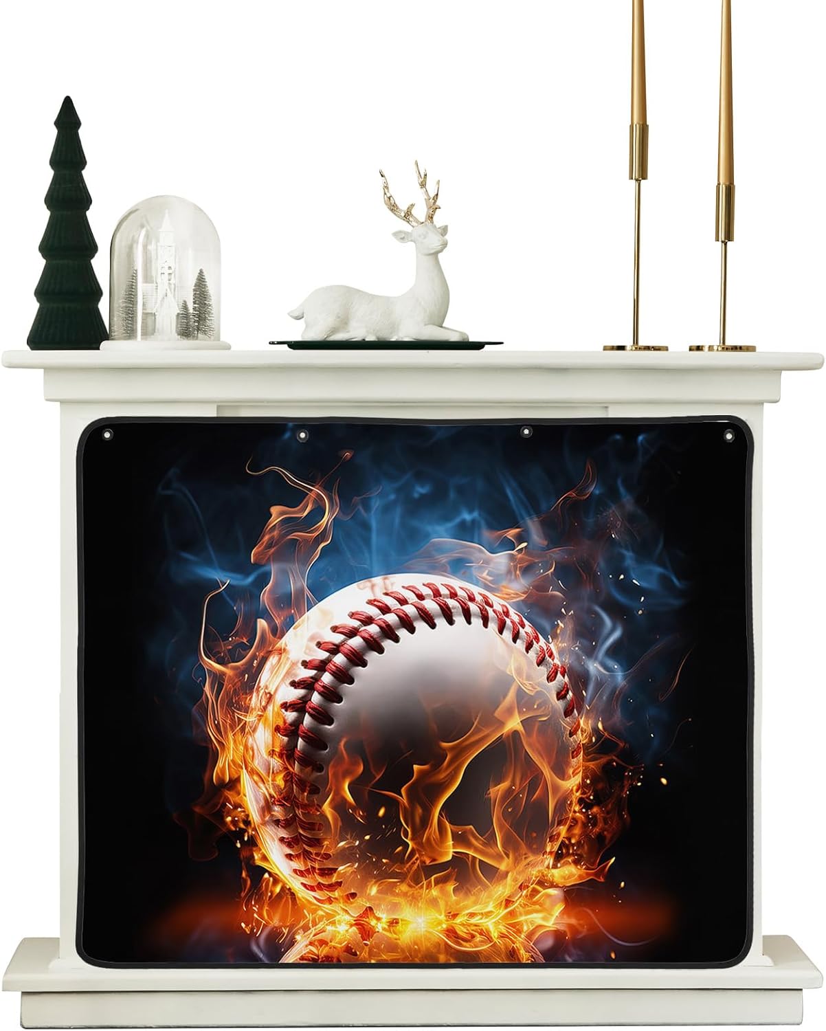Amazon.com : Baseball Magnetic Fireplace Cover 36"x27",Decorative ...
