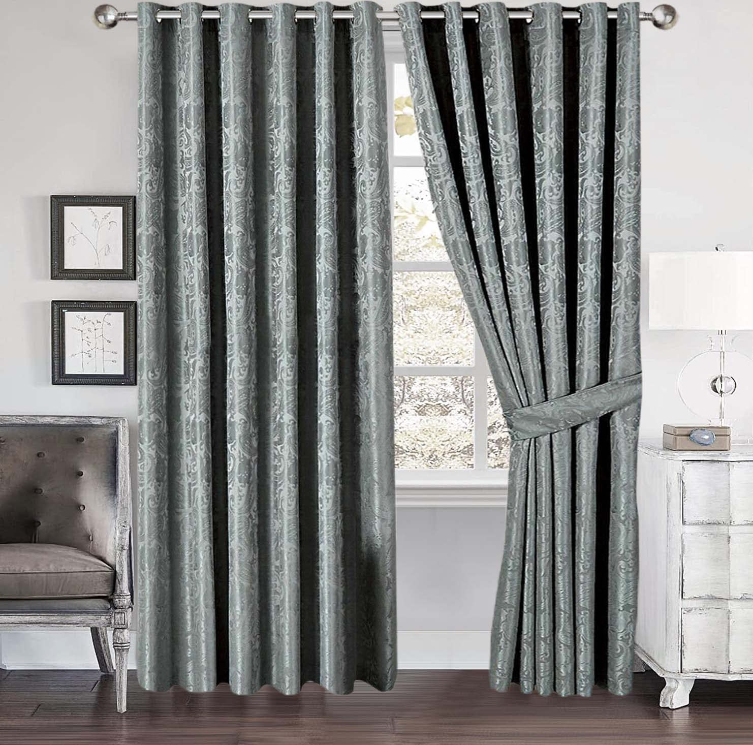 Prime Linens Cleo Curtains For Living Room Ring Top/Eyelet Paisley ...