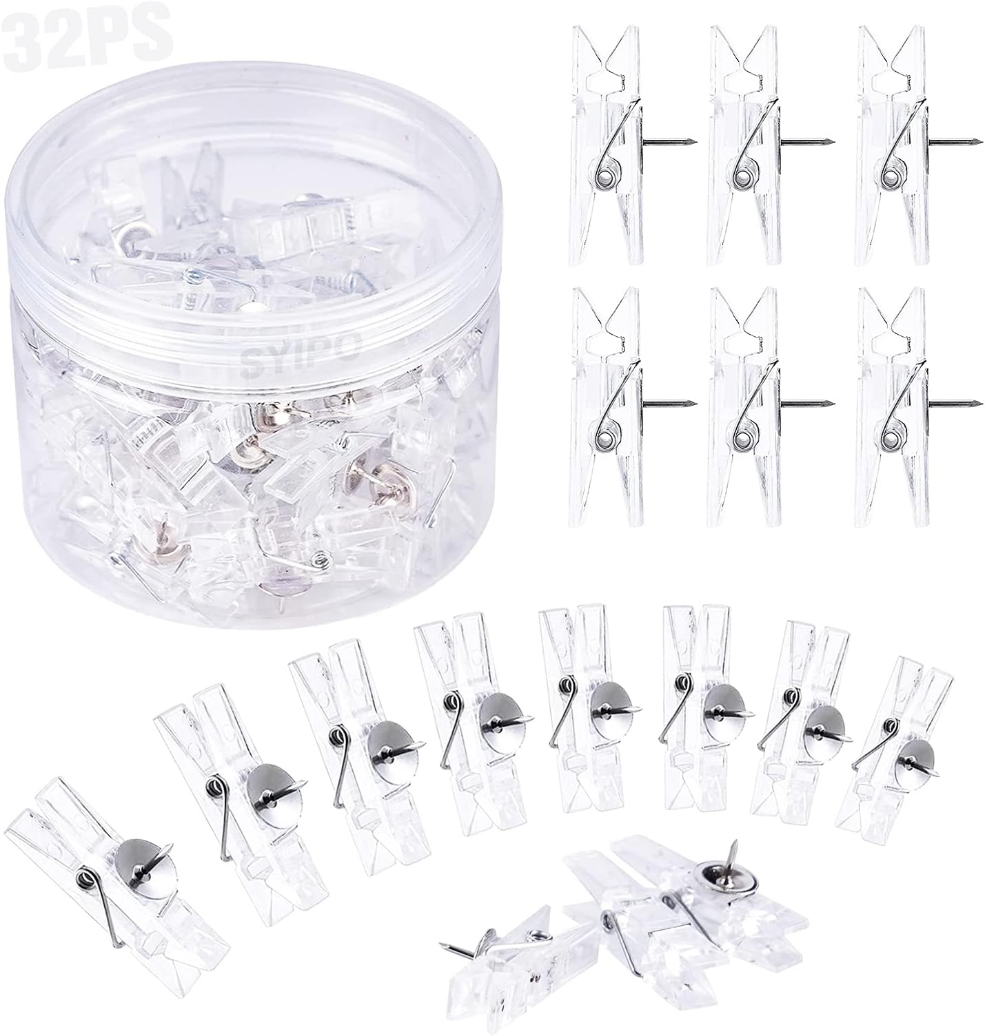 Amazon.com : Gansita 60 Pack Push Pins Clips, Pinning No Holes for ...