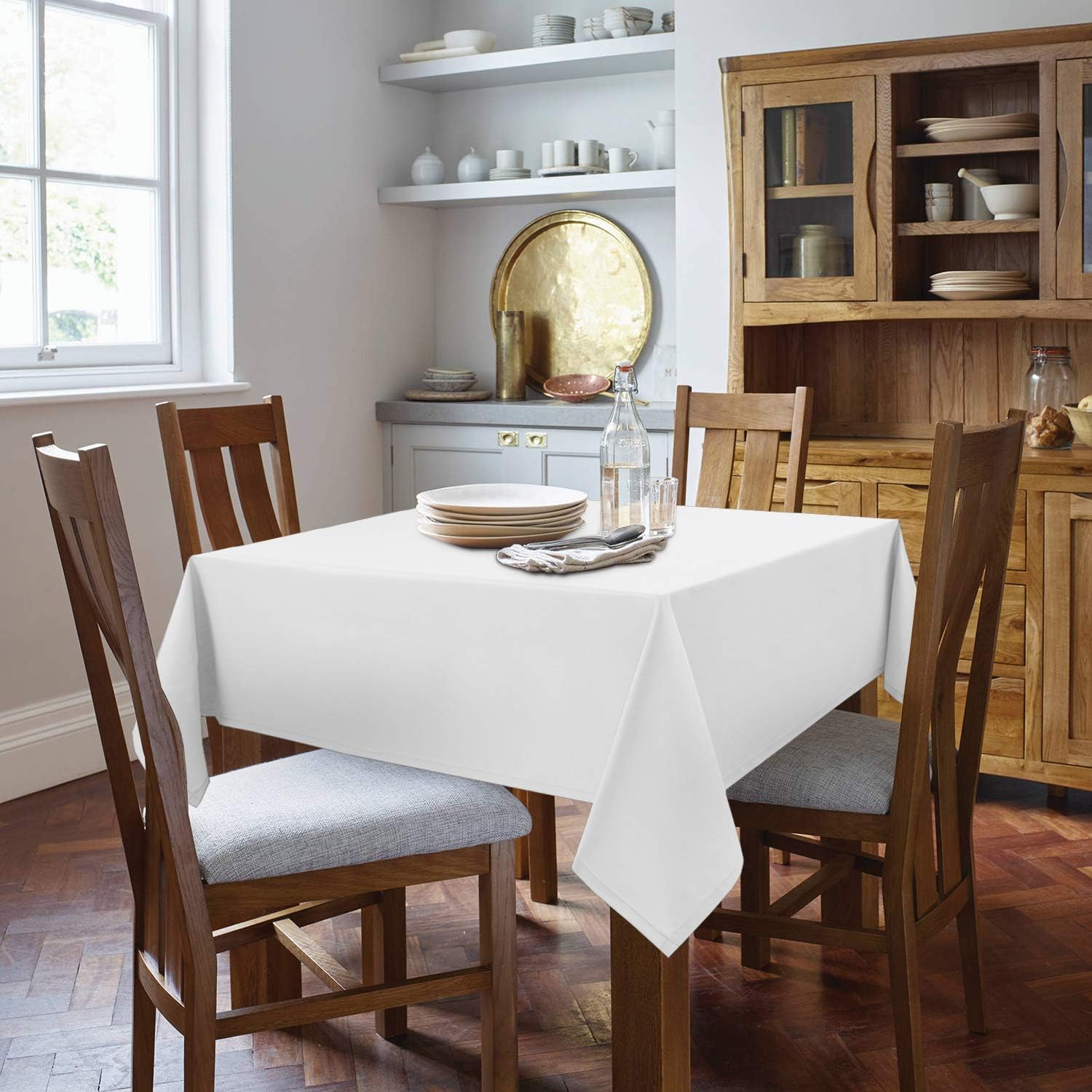DWCN White Square Table Cloth - 54 x 54 Inch - Washable Polyester ...
