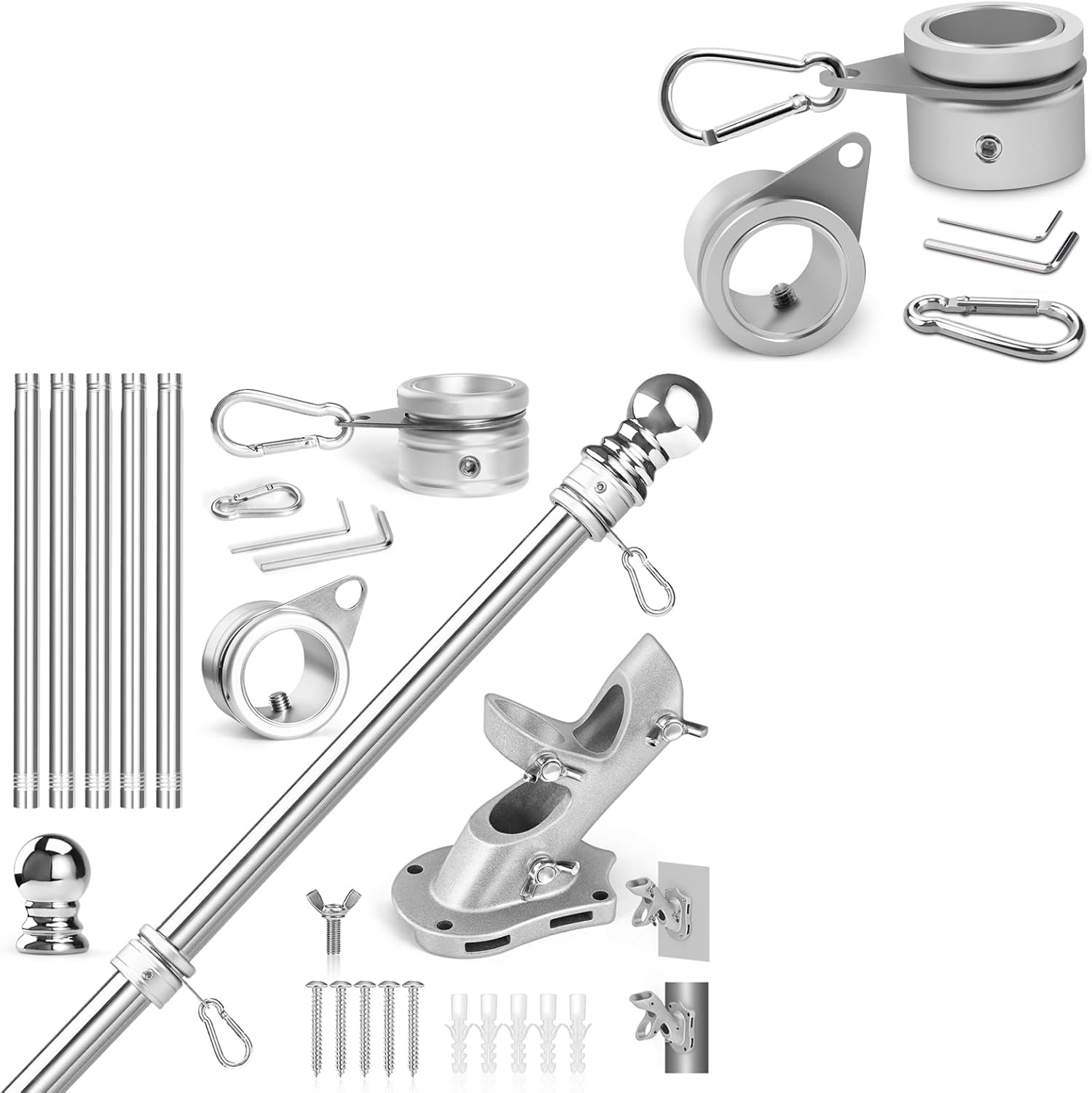 Amazon.com : Anovo 1 Inch Flag Pole Rings & Kit (Flag Pole Rings ...