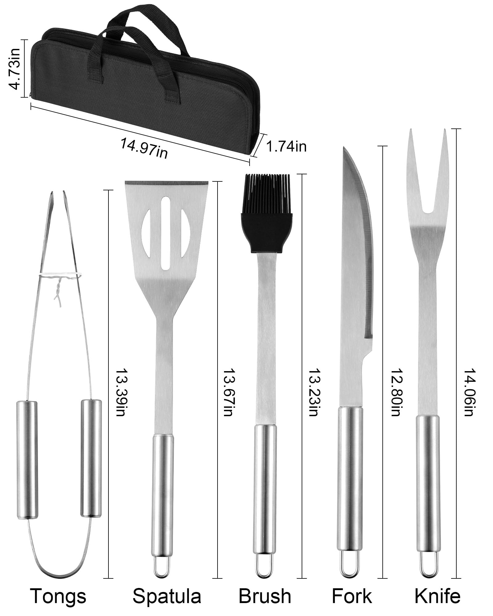 Adjustable Height Portable Charcoal Camping Grill with Grate and 5pcs ...