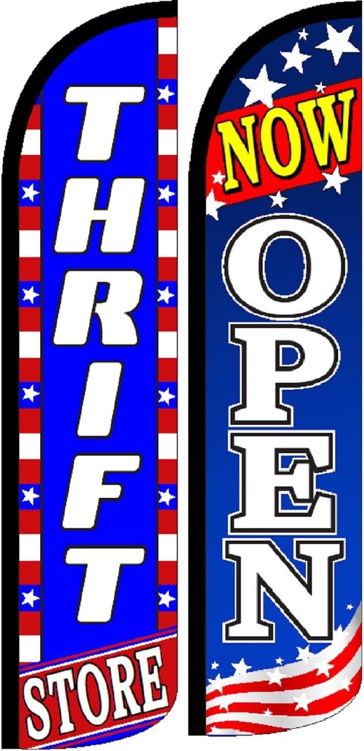 Amazon.com: Thrift Store Now Open Flag- Pack of 2 : Office Products