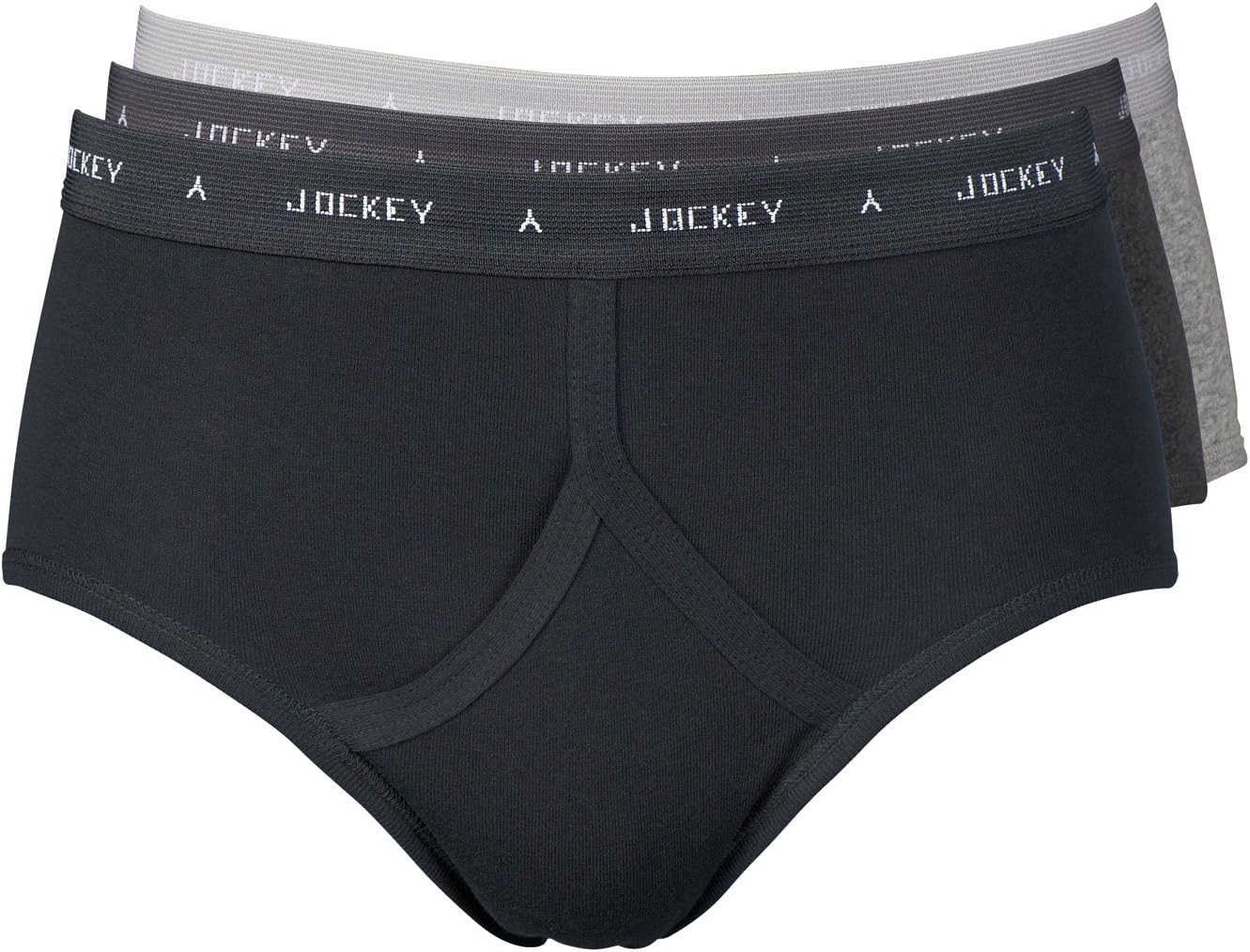 Jockey Mens 3 Pack Classic Cotton Rib Y-Front Brief in Silver/Graphite ...