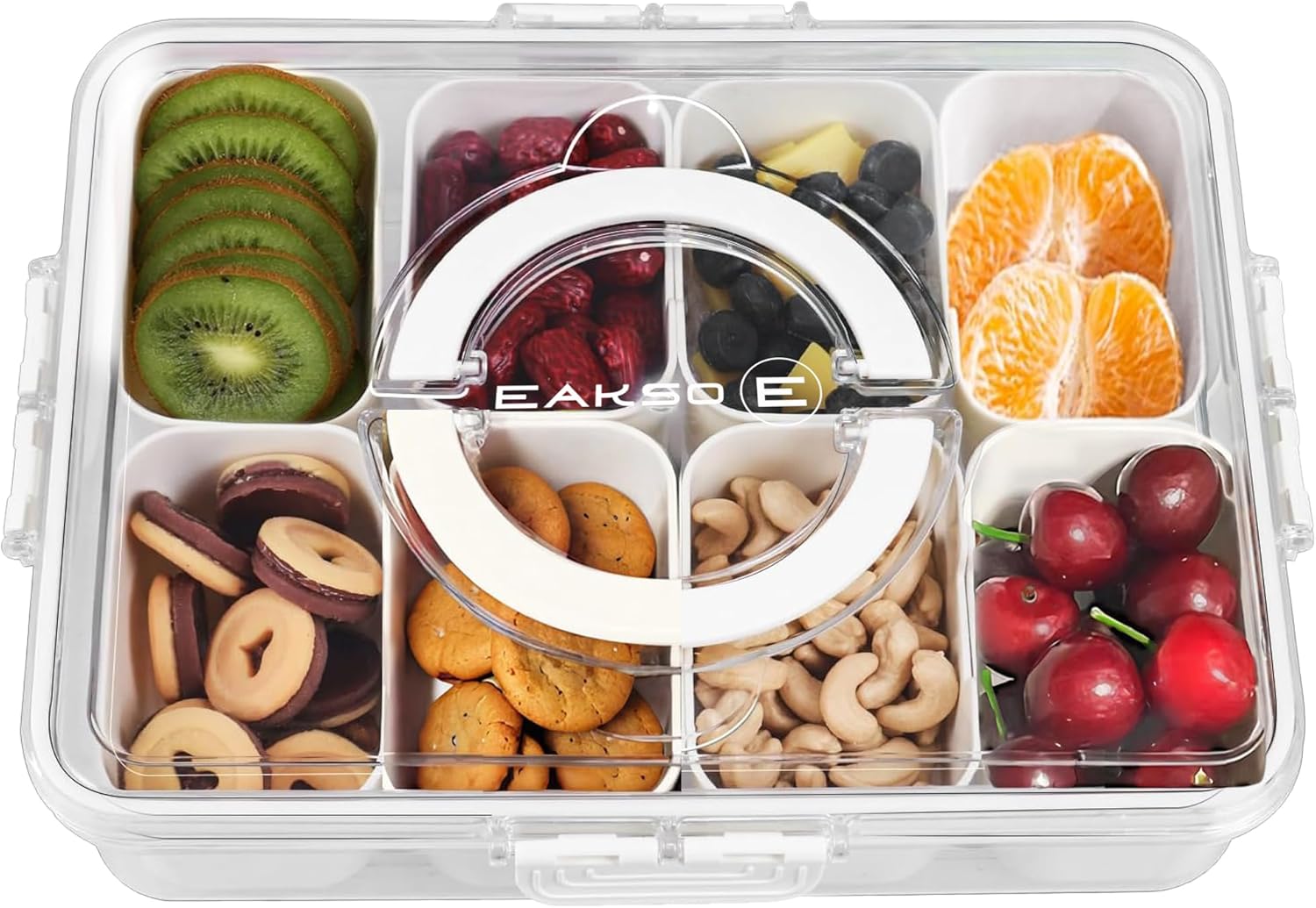 Amazon.com: EAKSO Divided Snack Box Serving Tray with Lid - Removable 8 ...