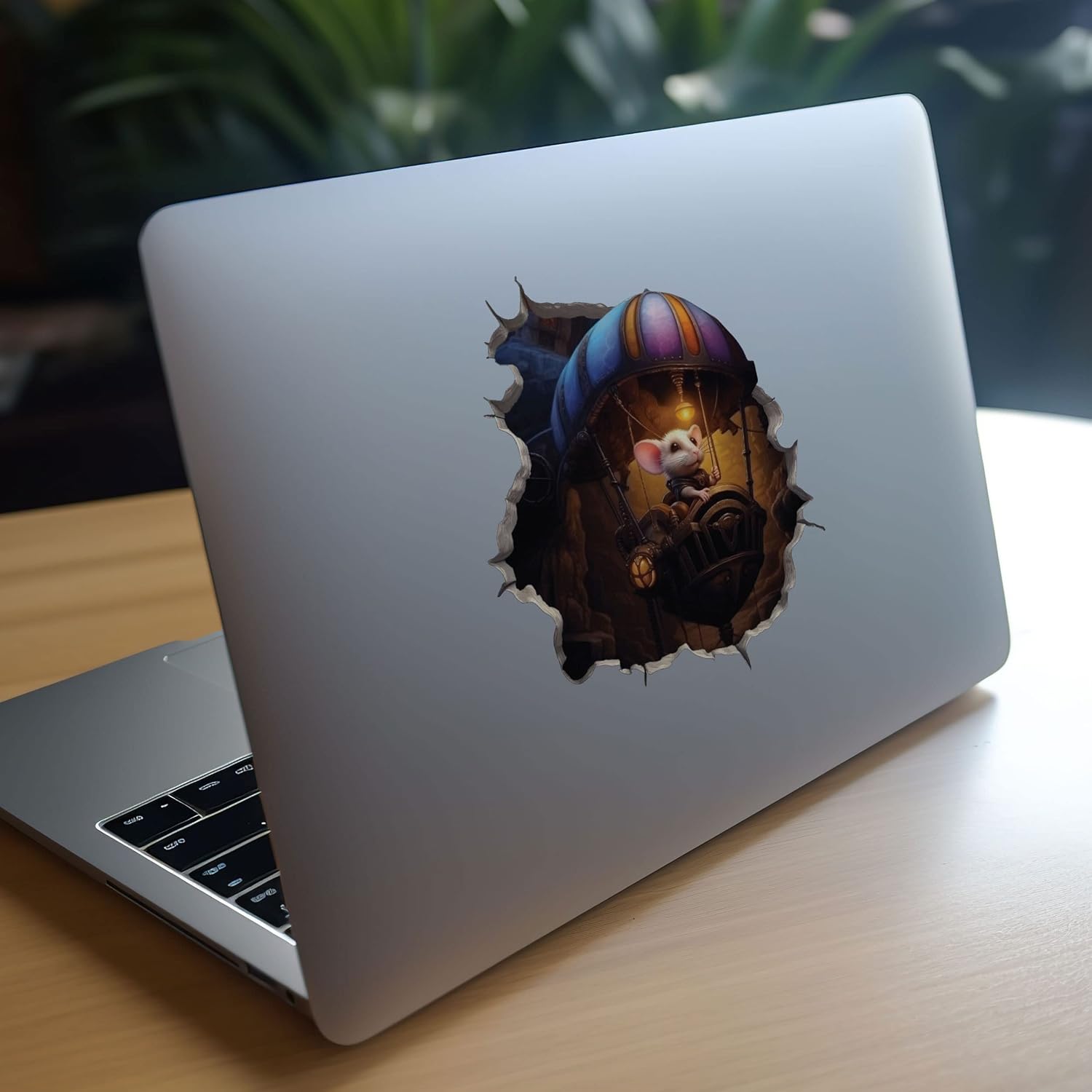 Steampunk Mouse in Flying Machine Mouse Hole – Calcomanía de pared 3D ...