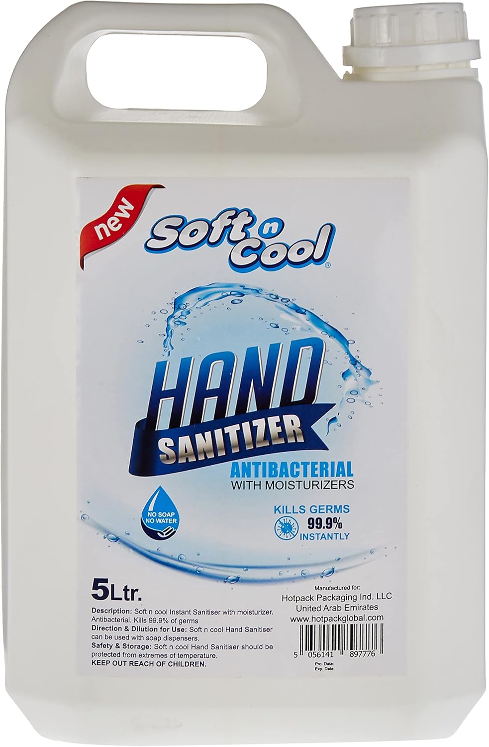 Soft N Cool Hand Sanitizer, 5 liter : Buy Online at Best Price in KSA ...