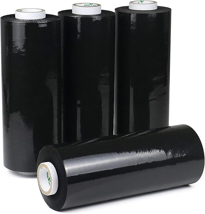 Amazon.com : BOMEI PACK 10" Black Stretch Wrap 4Pack 950ft Stretch ...