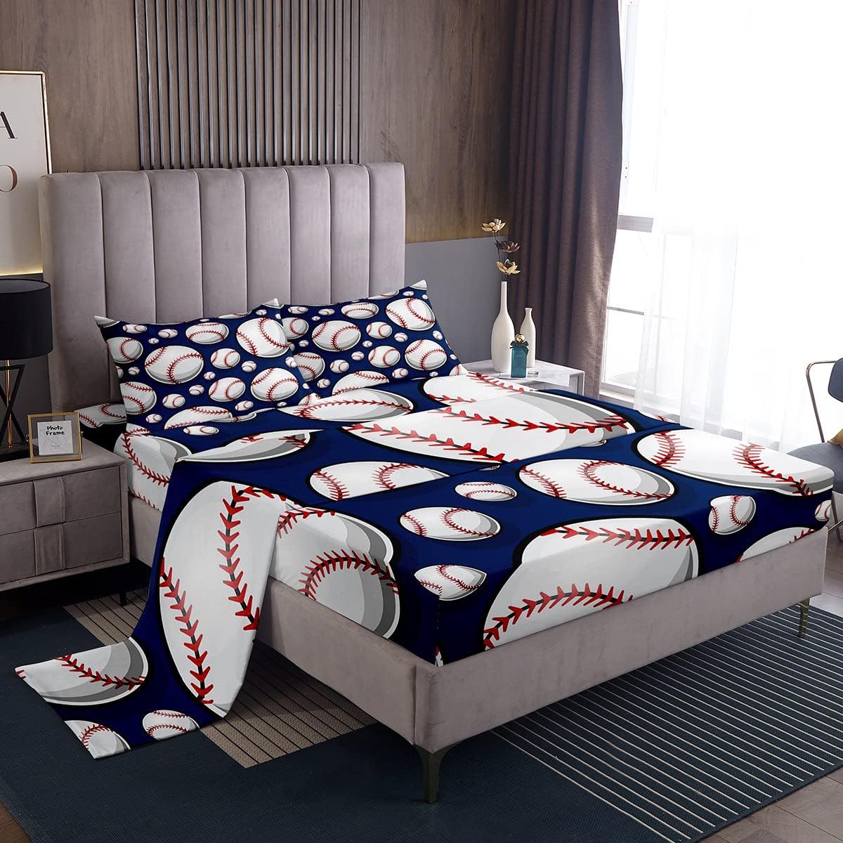Amazon.com: Baseball Sheet Set Sports Theme Bedding Set for Kids Boys ...