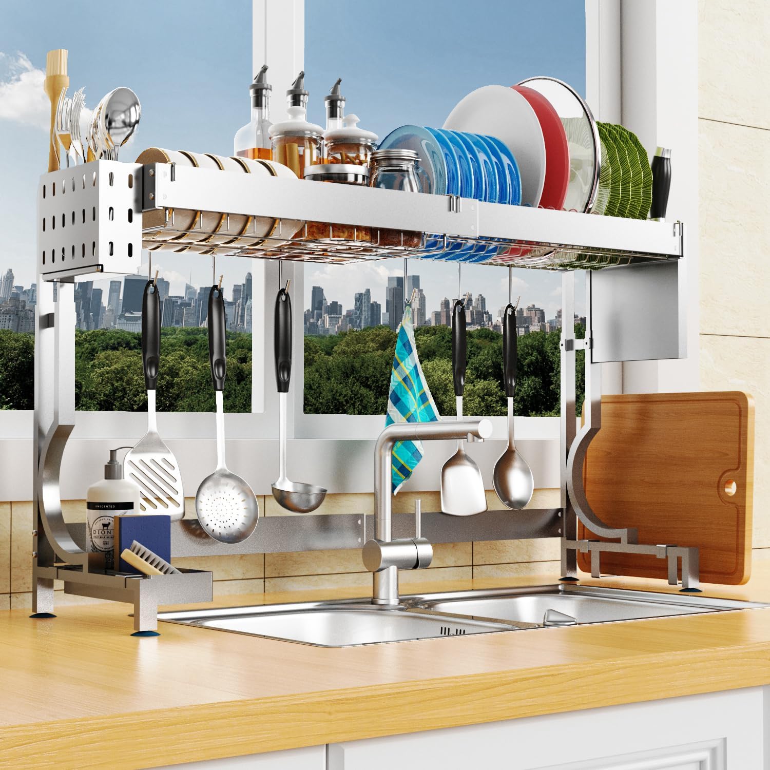 Amazon.com - lesolar Over the Sink Dish Drainer Drying Rack with Cover ...