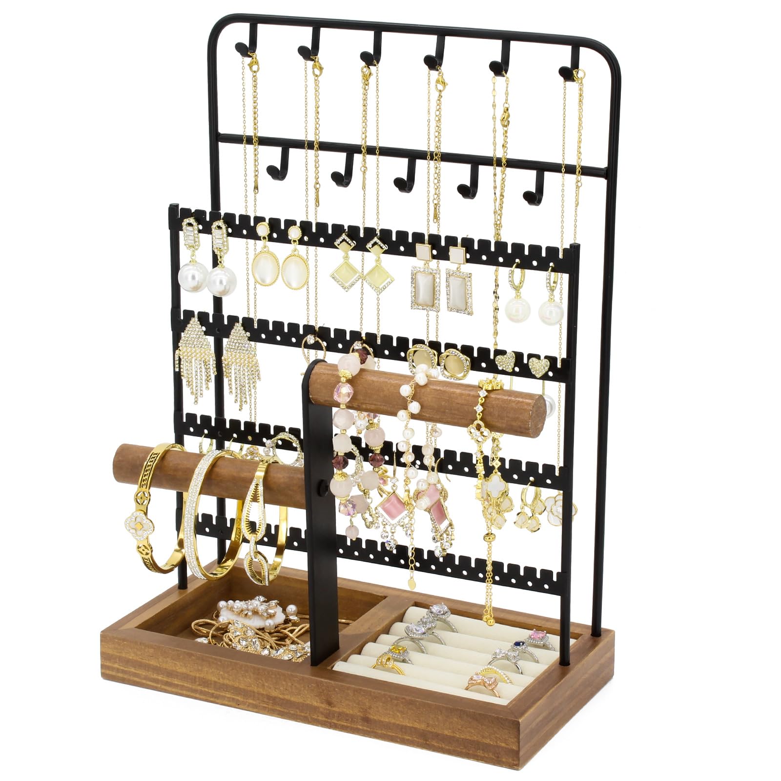 Amazon.com: JONKASIPA Jewelry Holder Organizer Stand 4-Tier Necklace ...