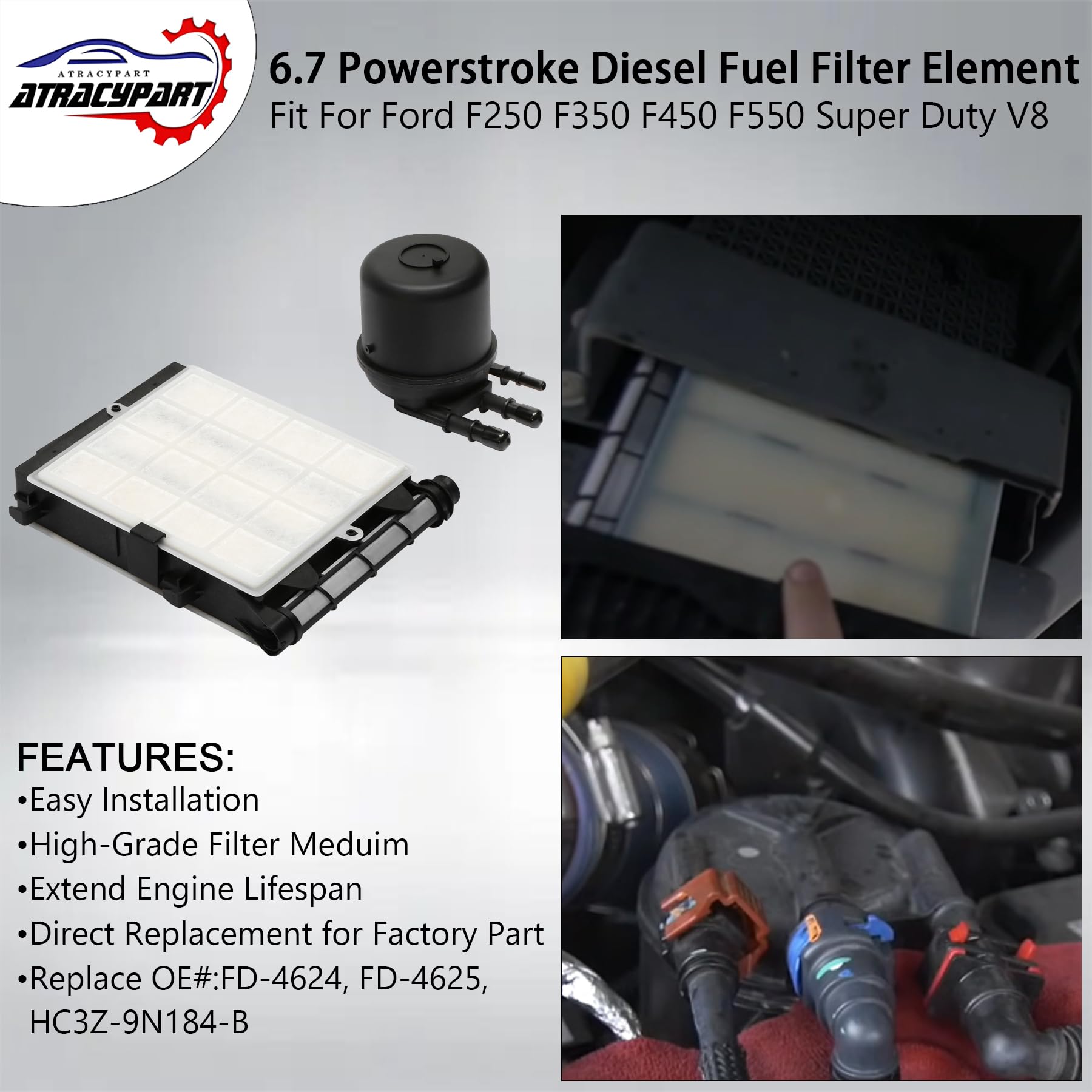 Snapklik.com : 67L Powerstroke Diesel Fuel Filter Element 2 Sets ...