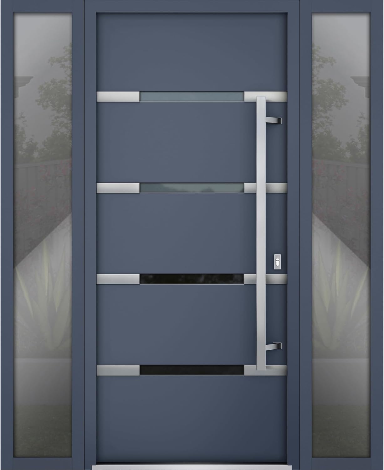 VDOMDOORS Front Exterior Prehung Steel Door/Deux 1105 Gray Graphite / 2 ...