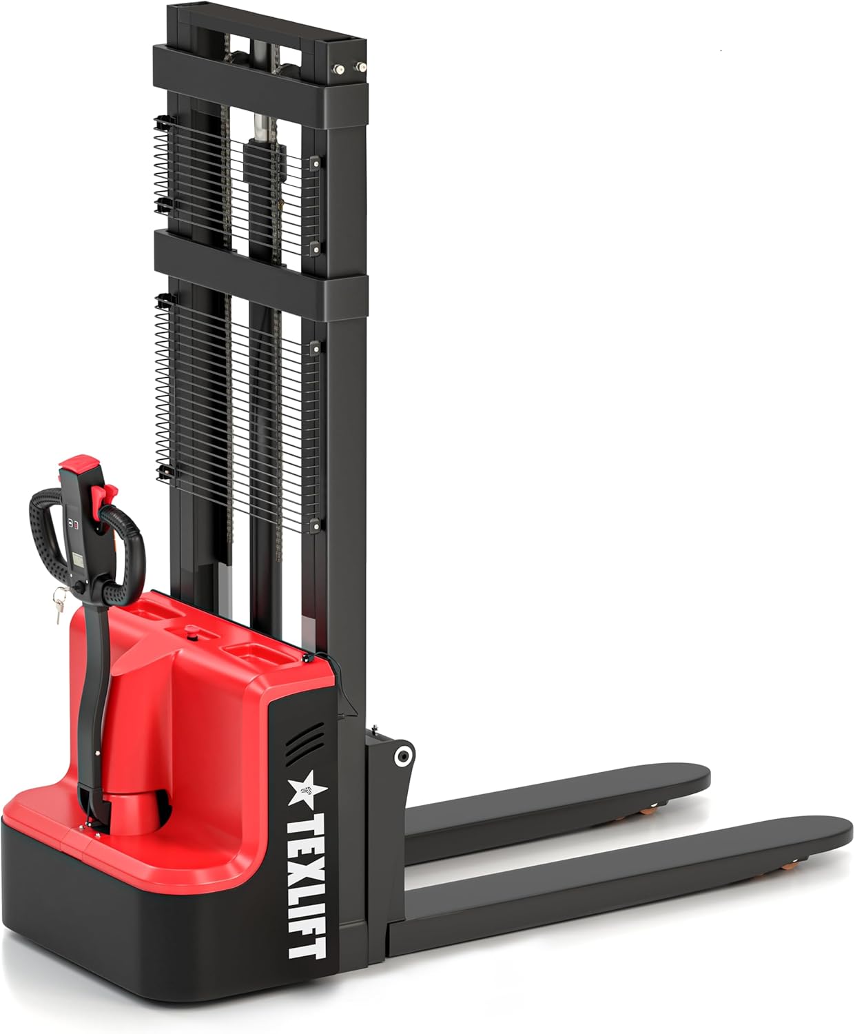TEXLIFT Full Electric Forklift Walkie Pallet Stacker with Fixed Narrow ...