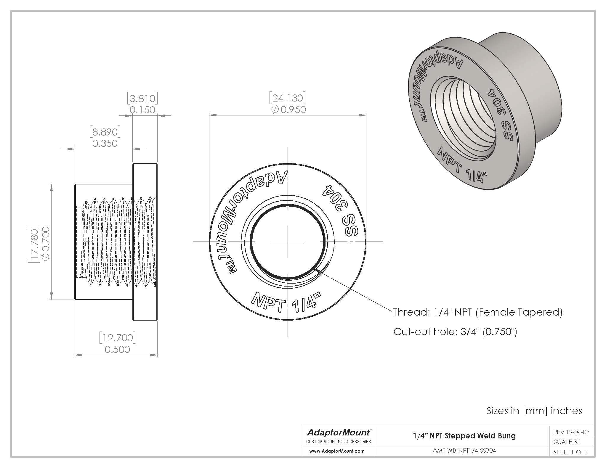 Snapklik.com : 1/4 NPT Stainless Steel 304 Female Threaded Stepped Weld ...