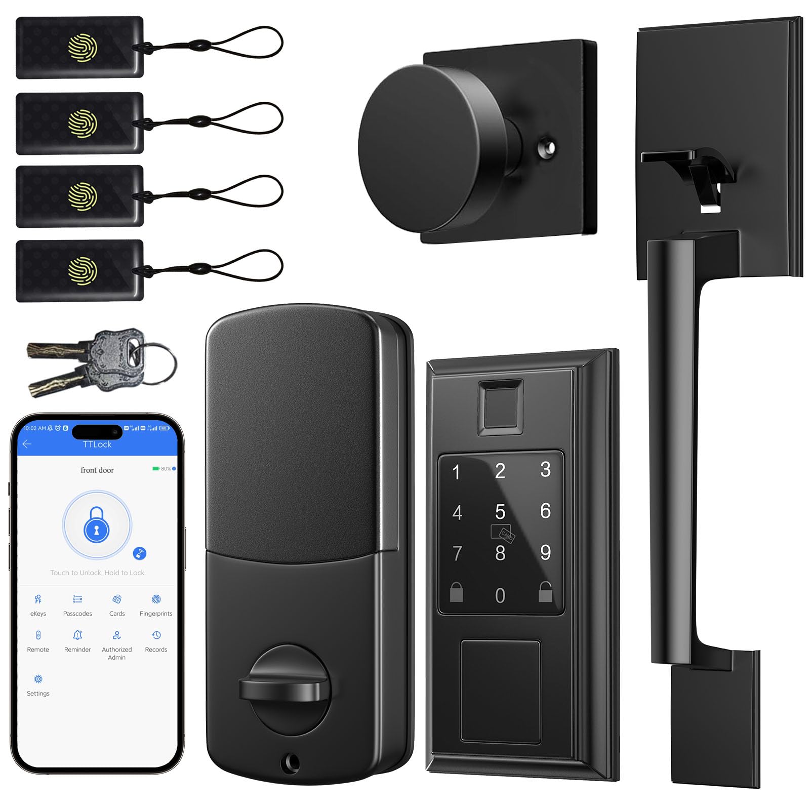 Smart Locks for Front Door with Handle Knob Set, Keyless Entry Door ...