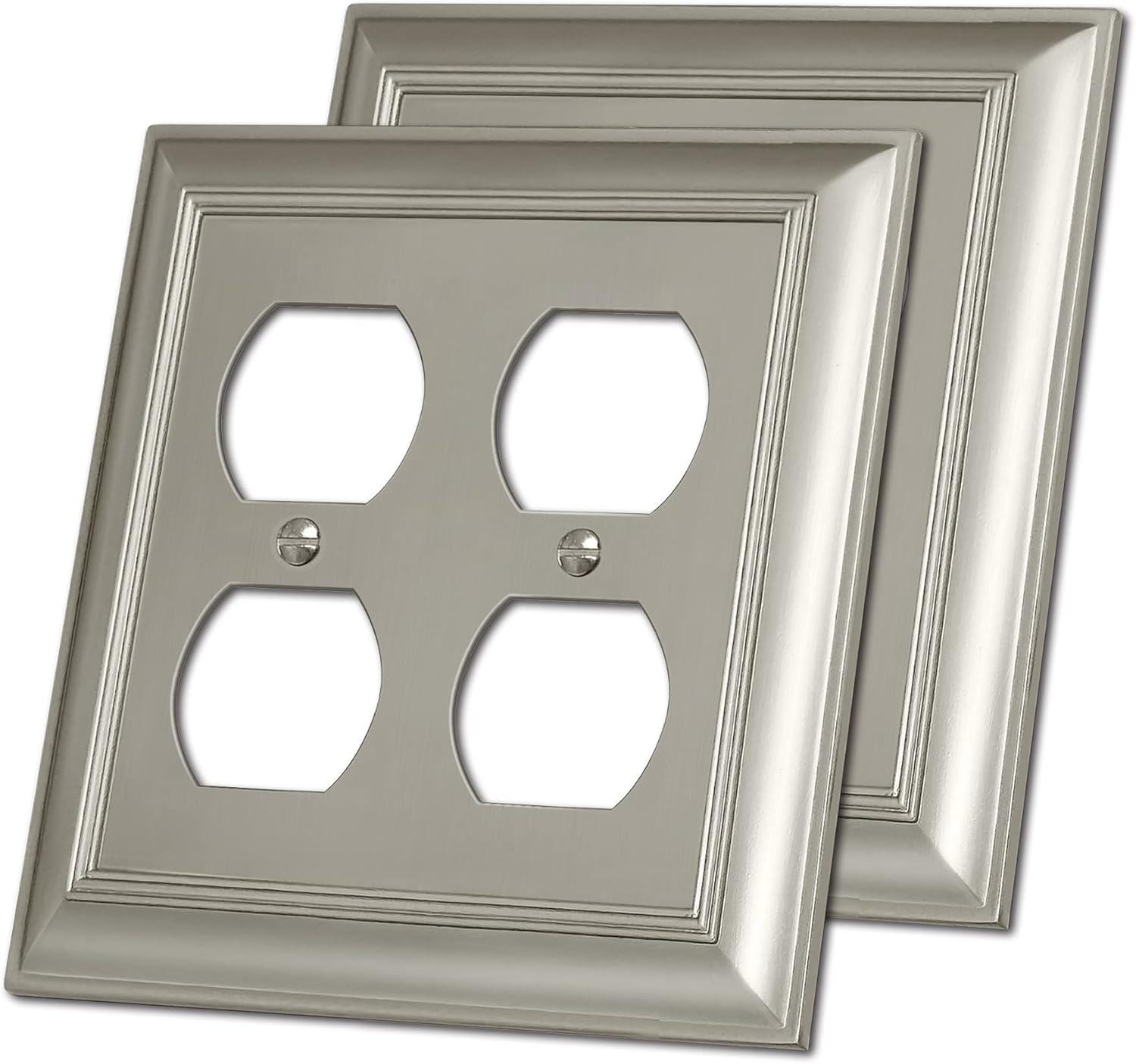 [2 Pack] BESTTEN Satin Nickel Zinc Alloy 2 Gang Duplex Wall Plate ...
