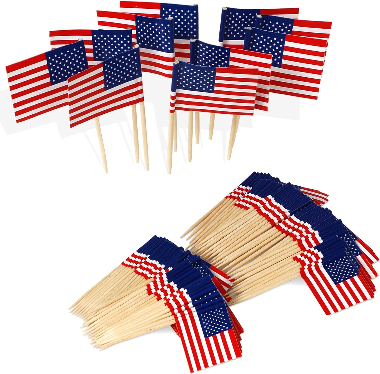 Amazon.com : Anley US Flag Toothpick Flag - Vivid Double Sides Print ...