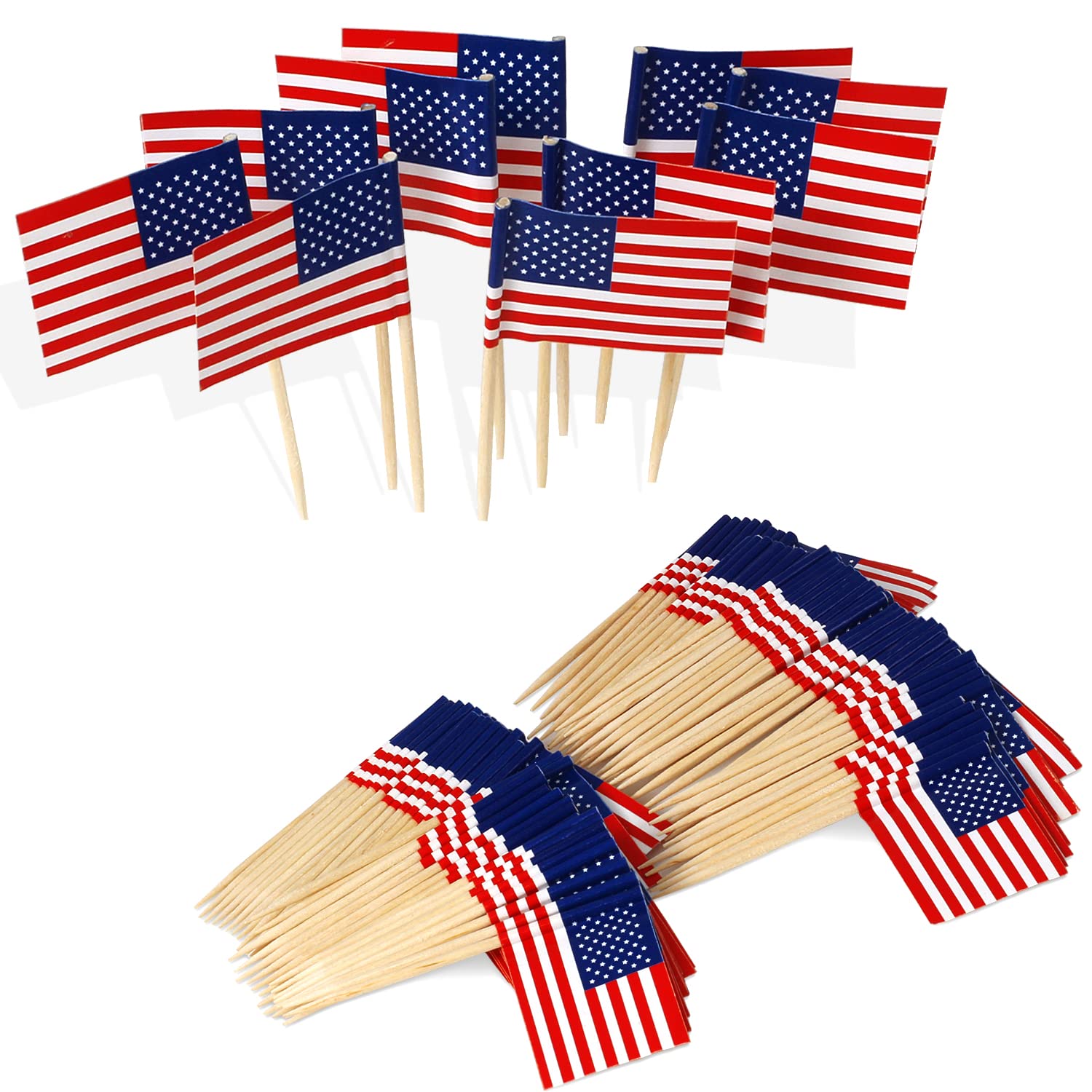 Amazon.com : Anley US Flag Toothpick Flag - Vivid Double Sides Print ...