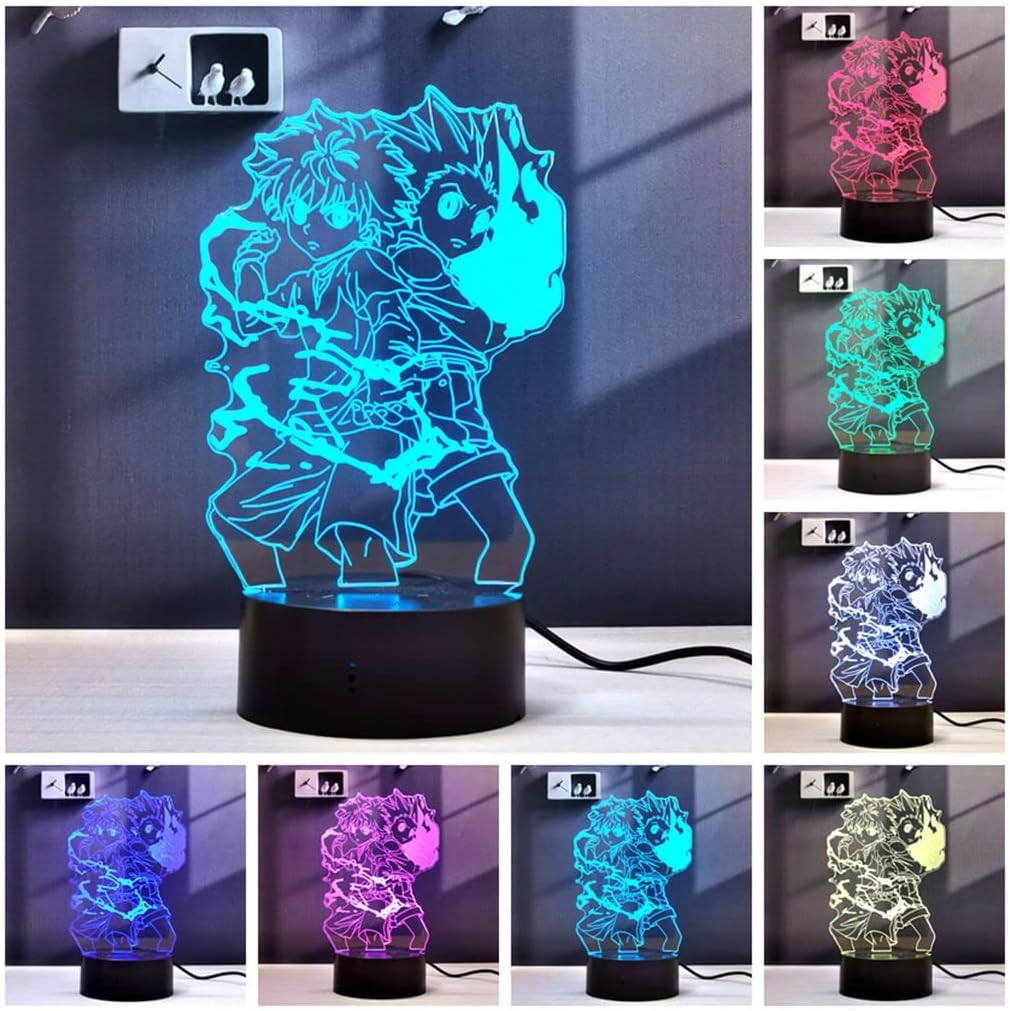 2 in1 Gon Killua Hisoka Merch 3D Illusion LED Anime Lamp RGB 16 Colors ...