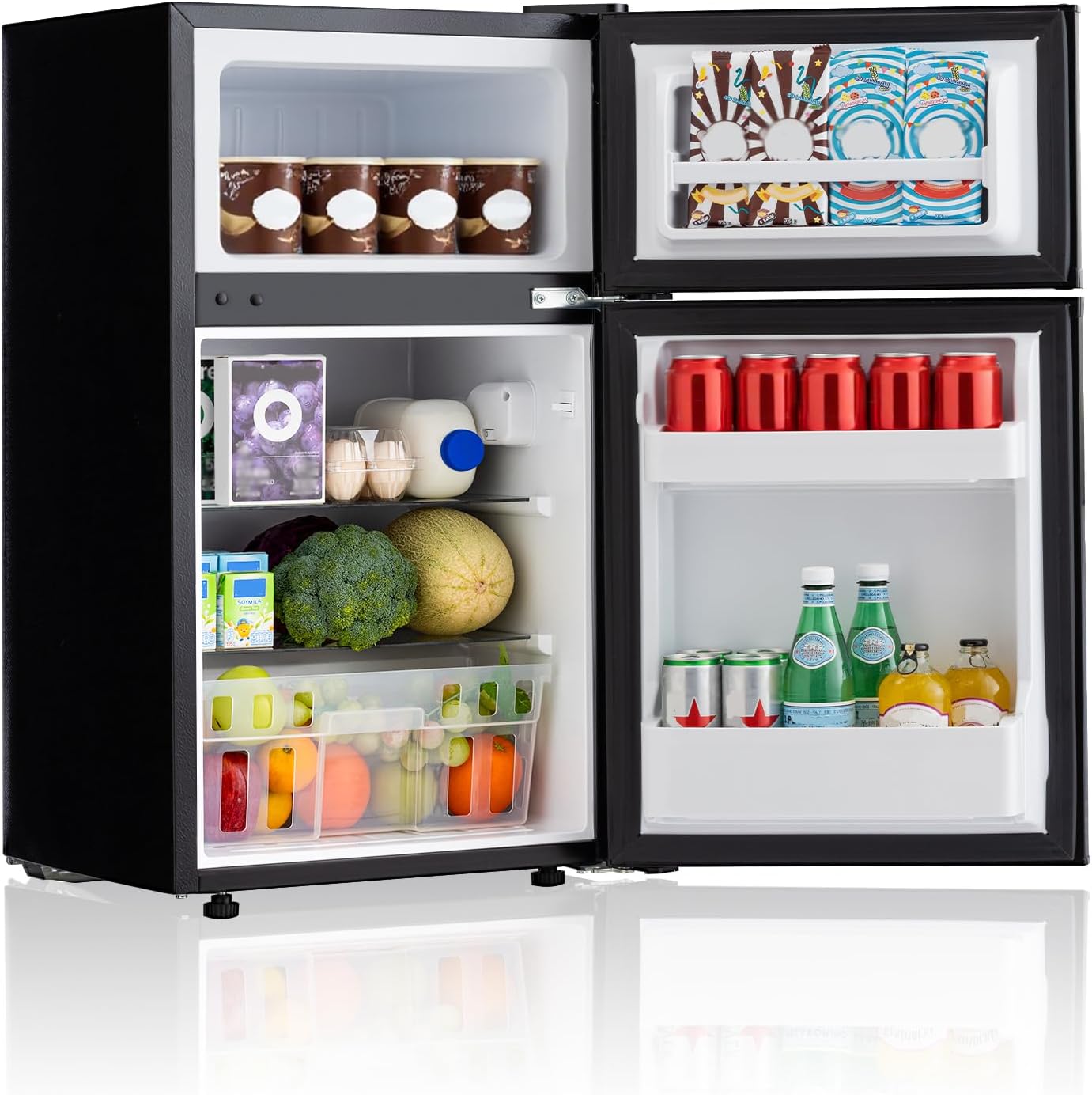 Amazon.com: DOGHLY Compact Refrigerator 3.2 Cu.Ft Mini Fridge with ...