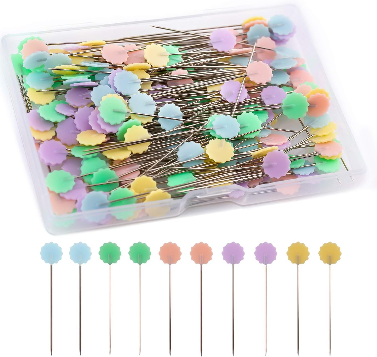 Amazon.com: LUTER 200pcs Flat Flower Head Pins with a Storage Box ...