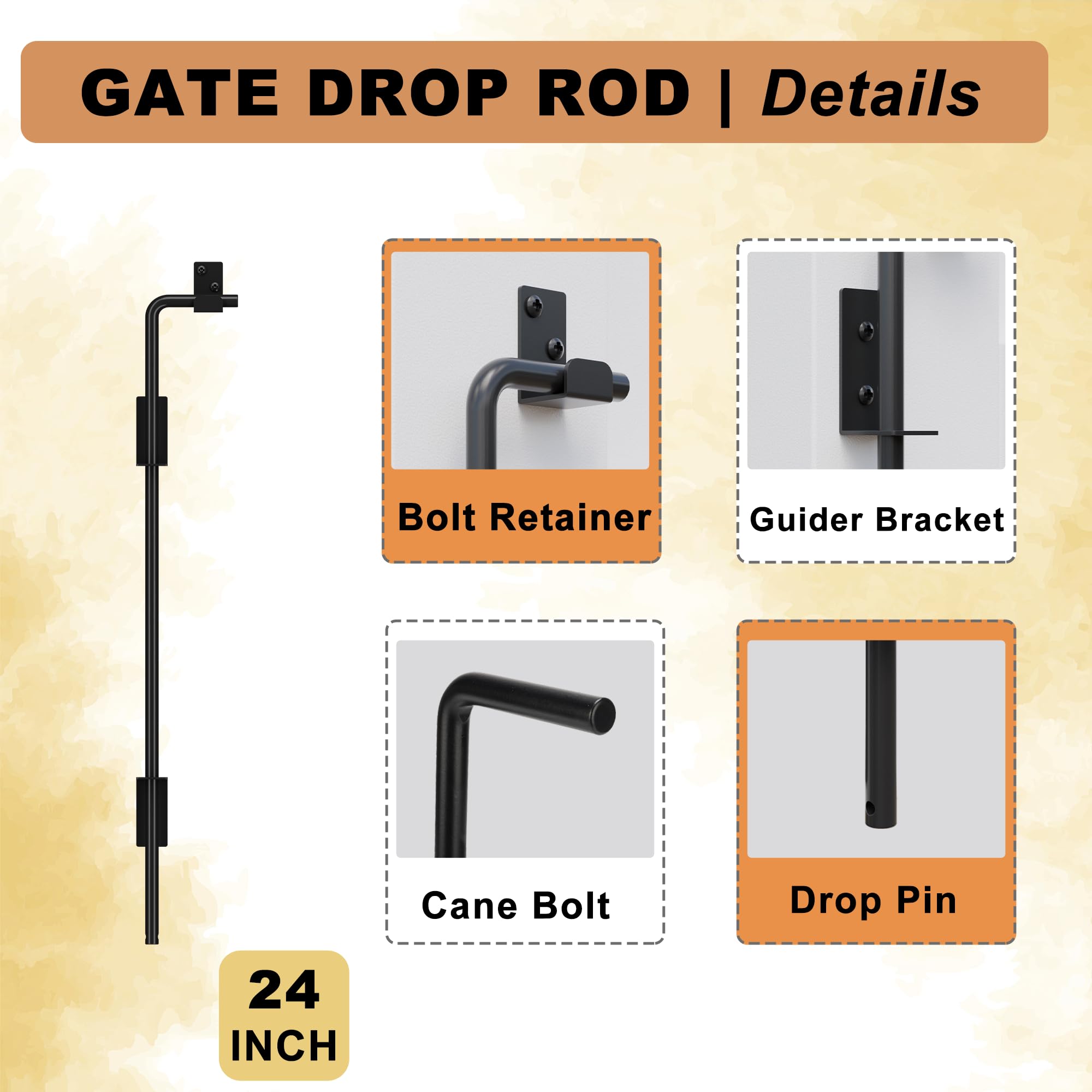 Snapklik.com : Auxdee 24 Inch Gate Drop Rod Cane Bolt For Wooden Fences ...