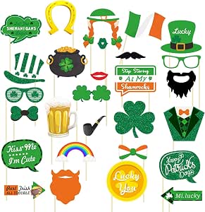Amazon.com: St. Patrick's Day Photo Booth Props Decorations Kit 28 pcs ...