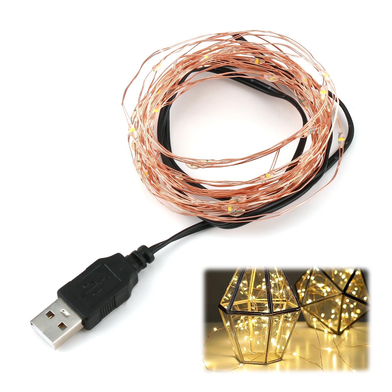 Fuitke Fairy Lights, Copper Wire Outdoor Lights Warm White String ...