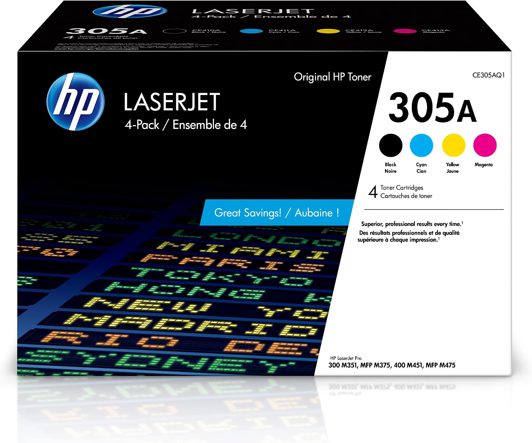 Amazon.com: Original HP 305A Toner Cartridge CE410A / CE411A / CE412A ...