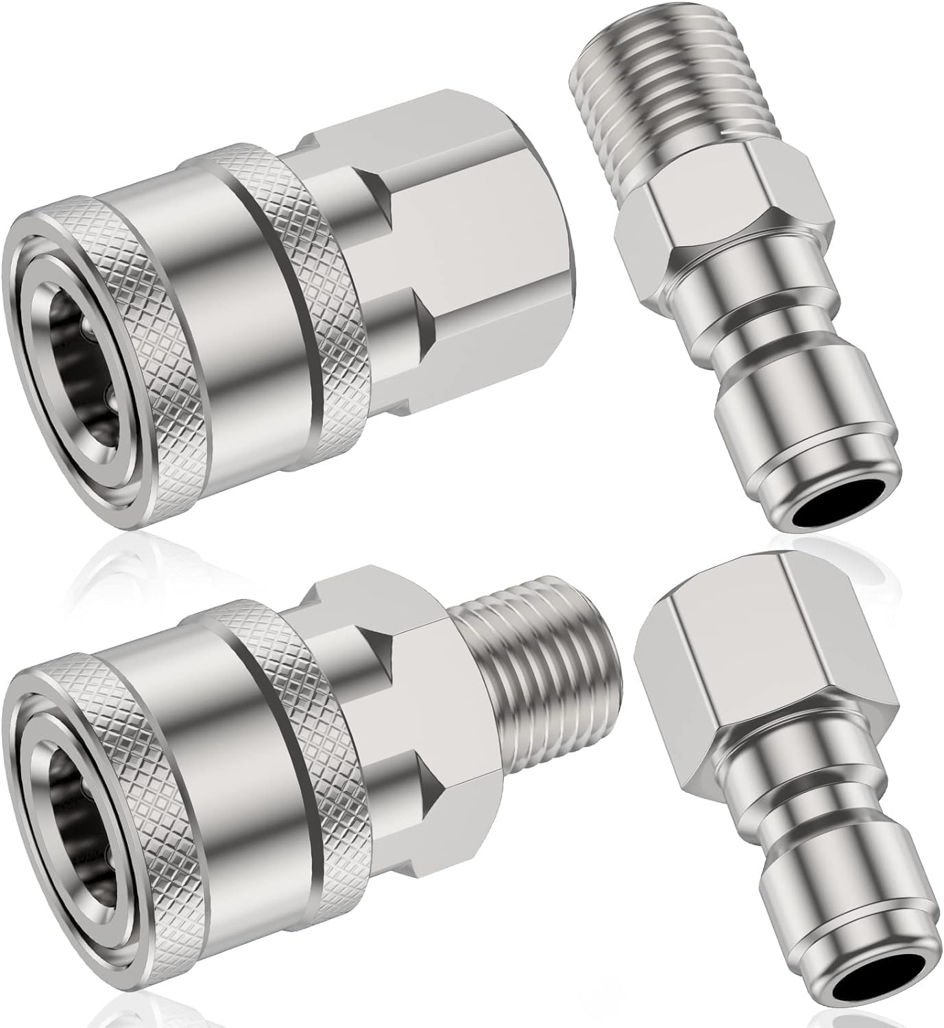 4 Pcs Pressure Washer Adapter Set, 5000PSI Stainless Steel Male and ...