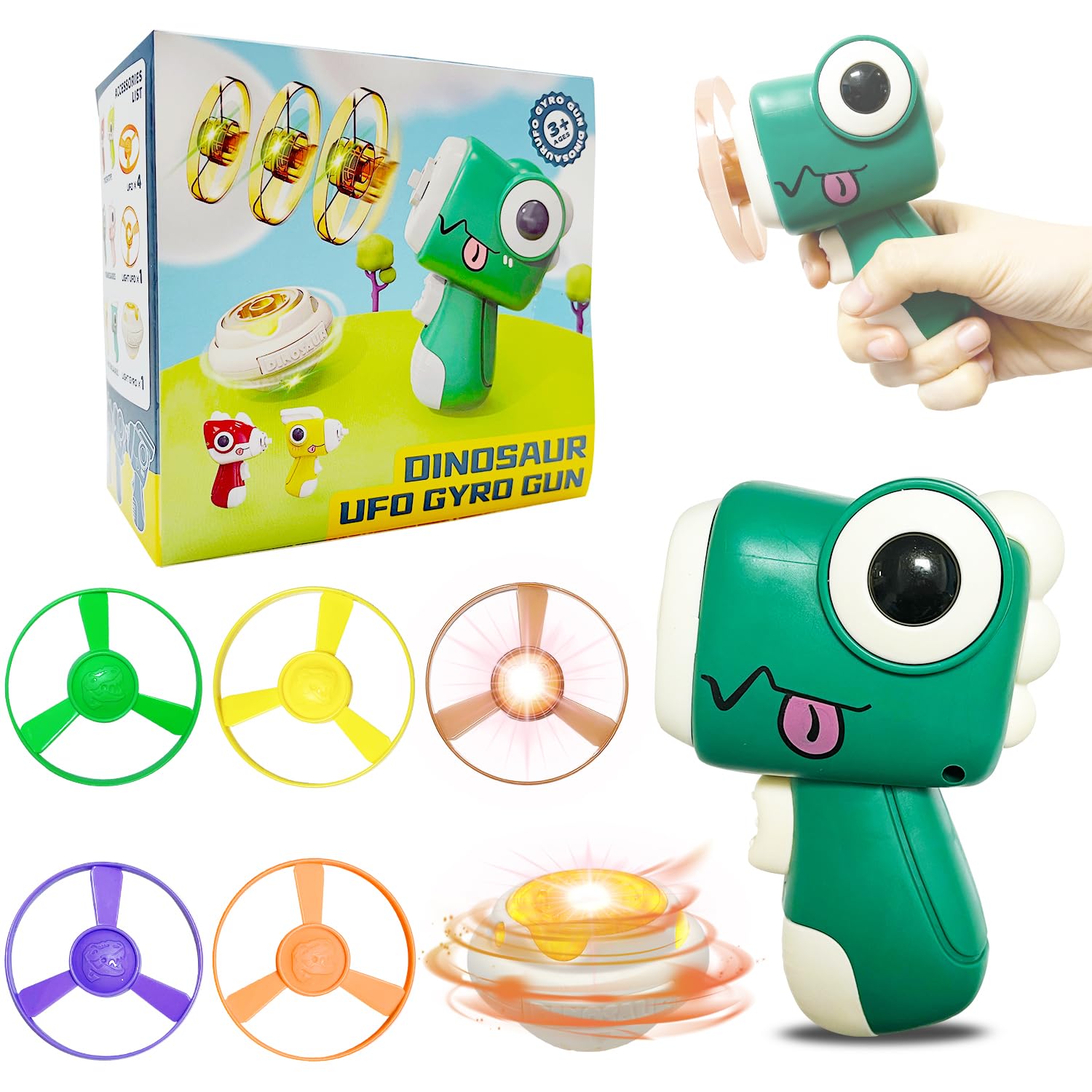 Steemjoey Outdoor Toys for Kids, Flying Disc Launcher Toy, Dinosaur ...