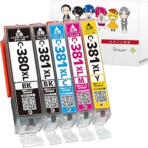 Amazon.co.jp: キヤノン用最優良互換インクカートリッジ BCI-380XL(BK/ブラック)×1 BCI-381(BK/C/M/Y) ×1 5色セット (380大容量) 残量表示 ...