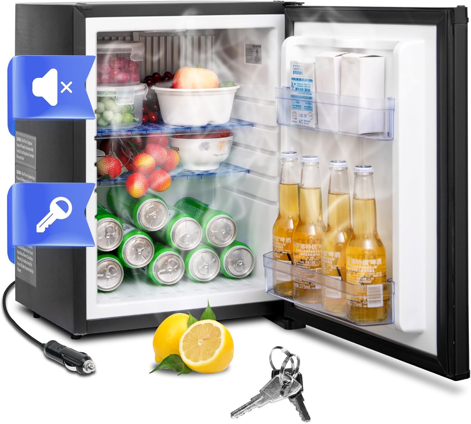 Amazon.com: 12V RV Refrigerator,1.4 Cu Ft Locking Mini Fridge, Mini ...