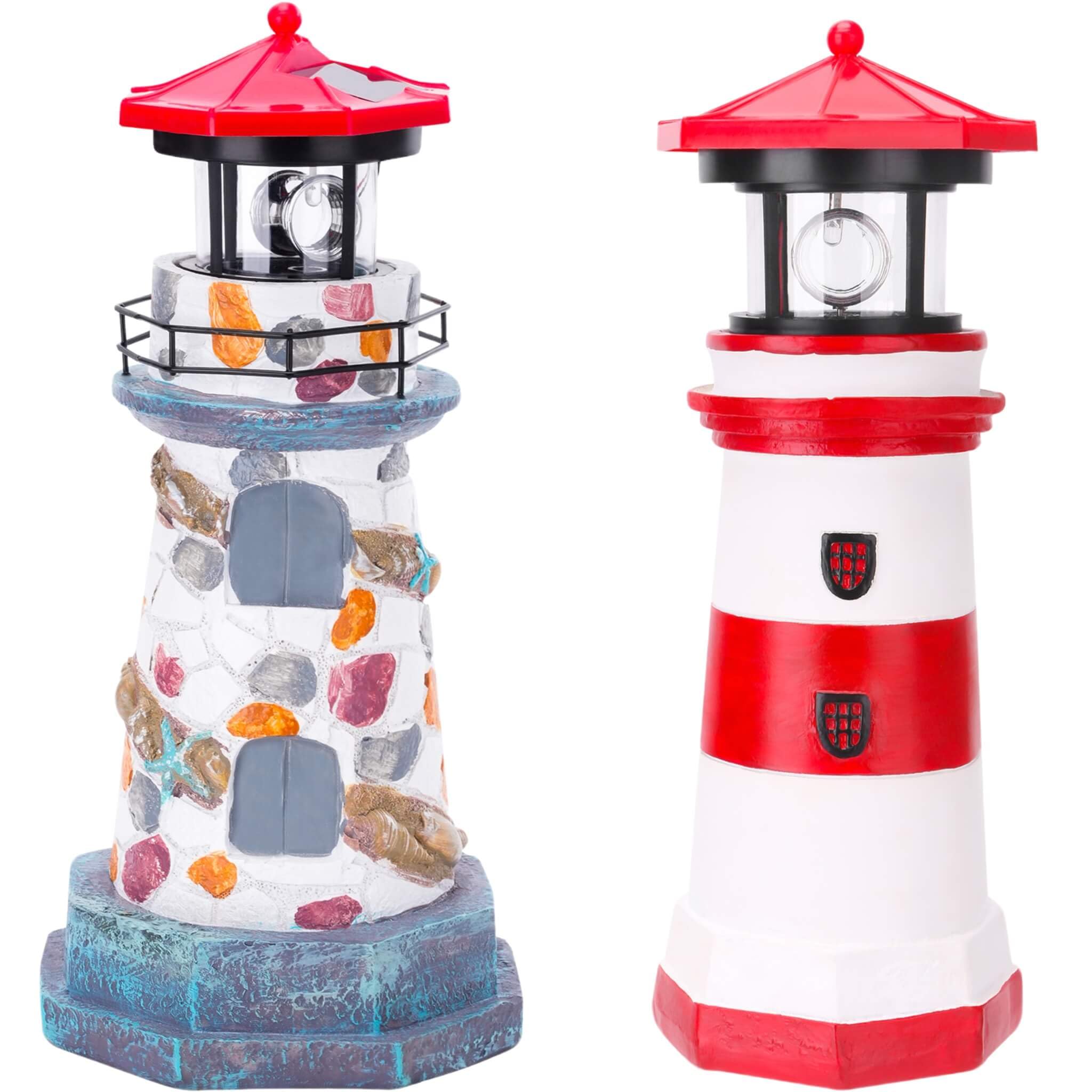 ROSYCOUD 11.4" Solar Lighthouse with 10.6" Solar Lighthouse - Amazon.com