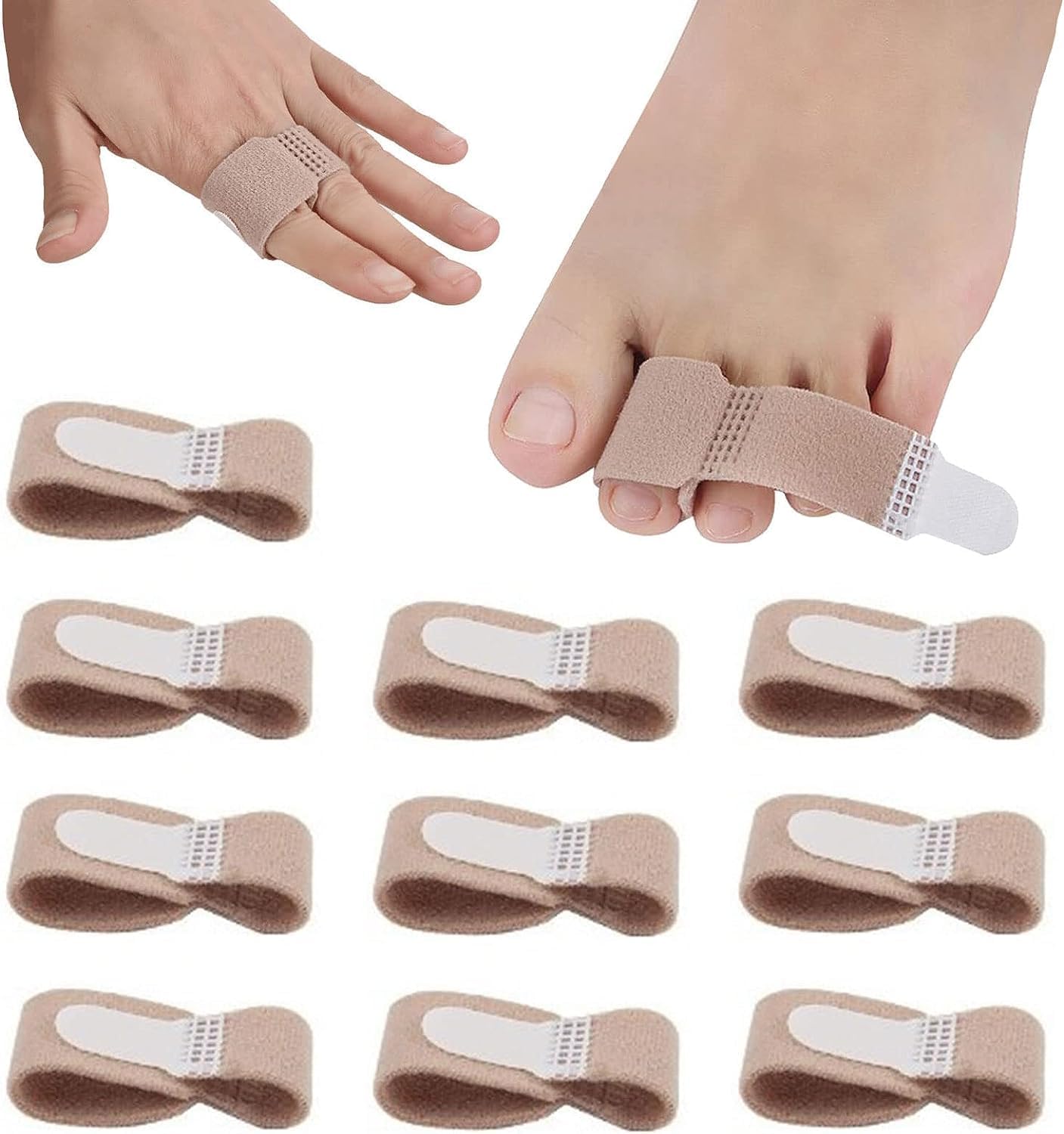 Hammer Toe Straightener, 10Pcs Toe Cushioned Bandages, Toe Finger Buddy ...